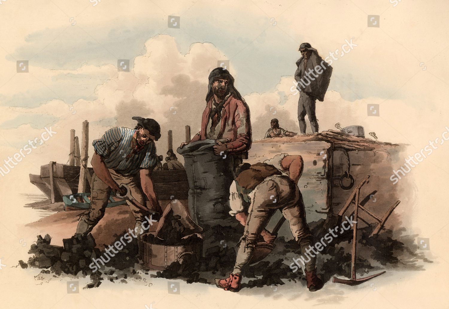 Coalheavers Measuring Bagging Coal Delivery Customers Editorial Stock ...