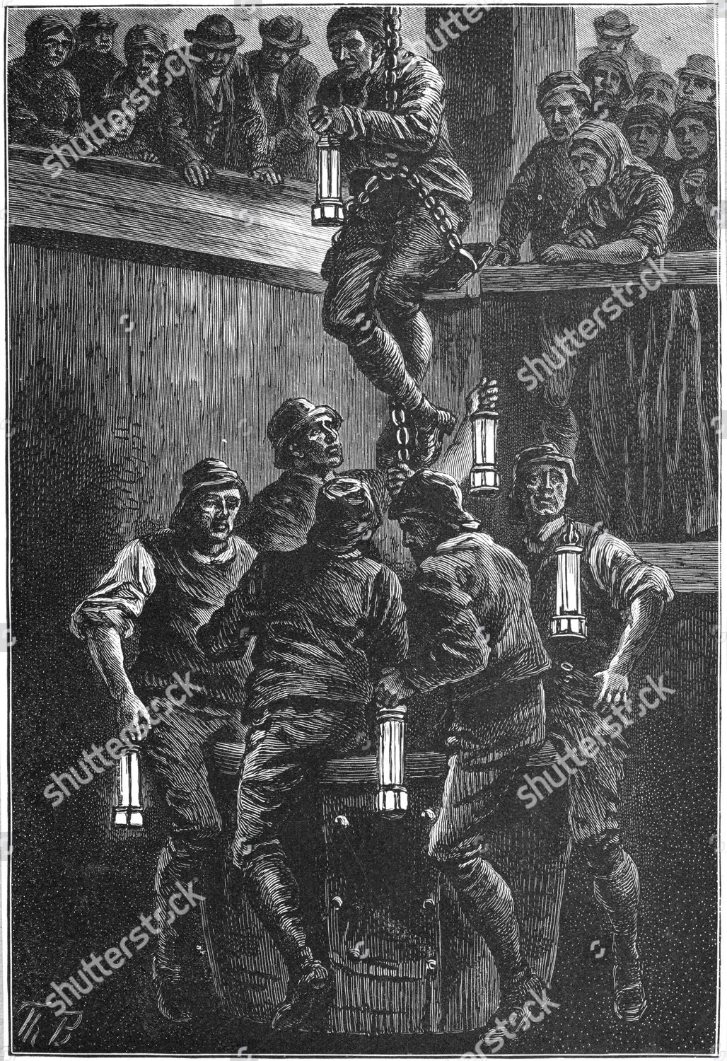 Explorers Going Down Pit Shaft Seaham Editorial Stock Photo - Stock ...