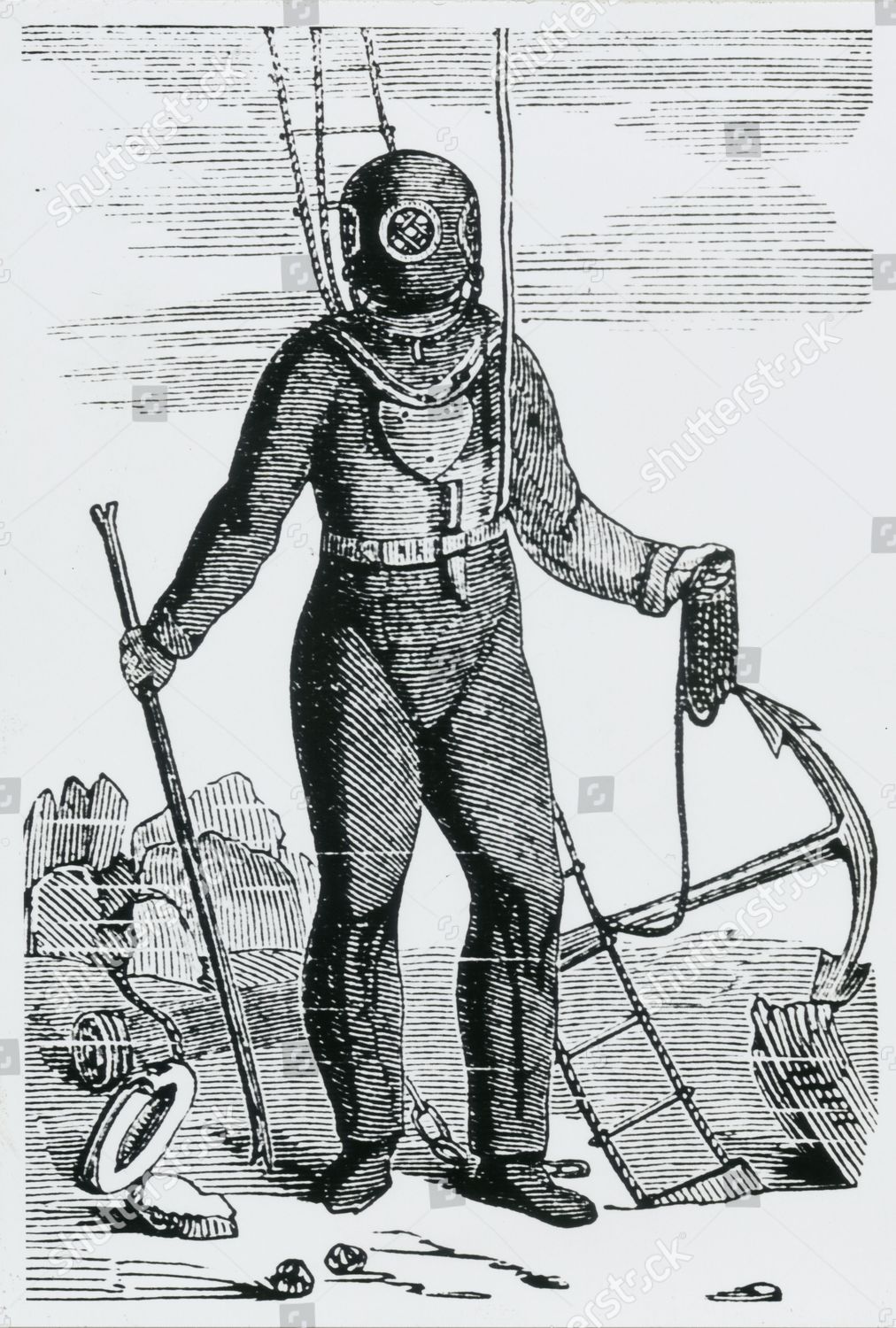 19th Century Underwater Diver Editorial Stock Photo - Stock Image ...