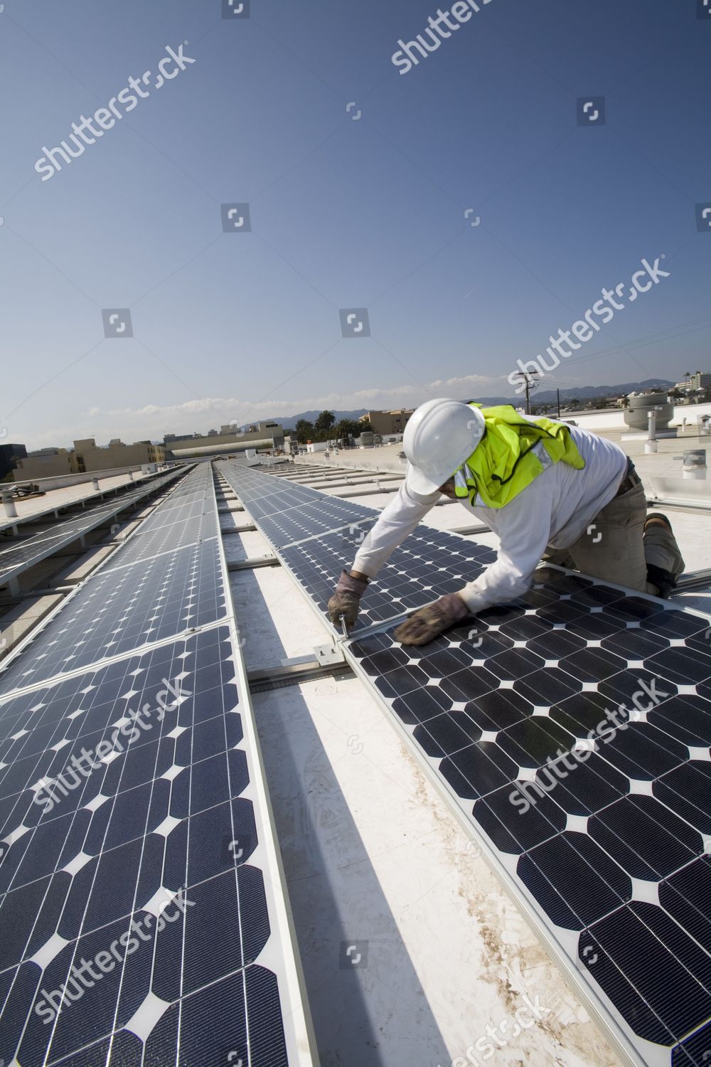 Installaion Gridtied Solar Array On Roof Editorial Stock Photo - Stock ...