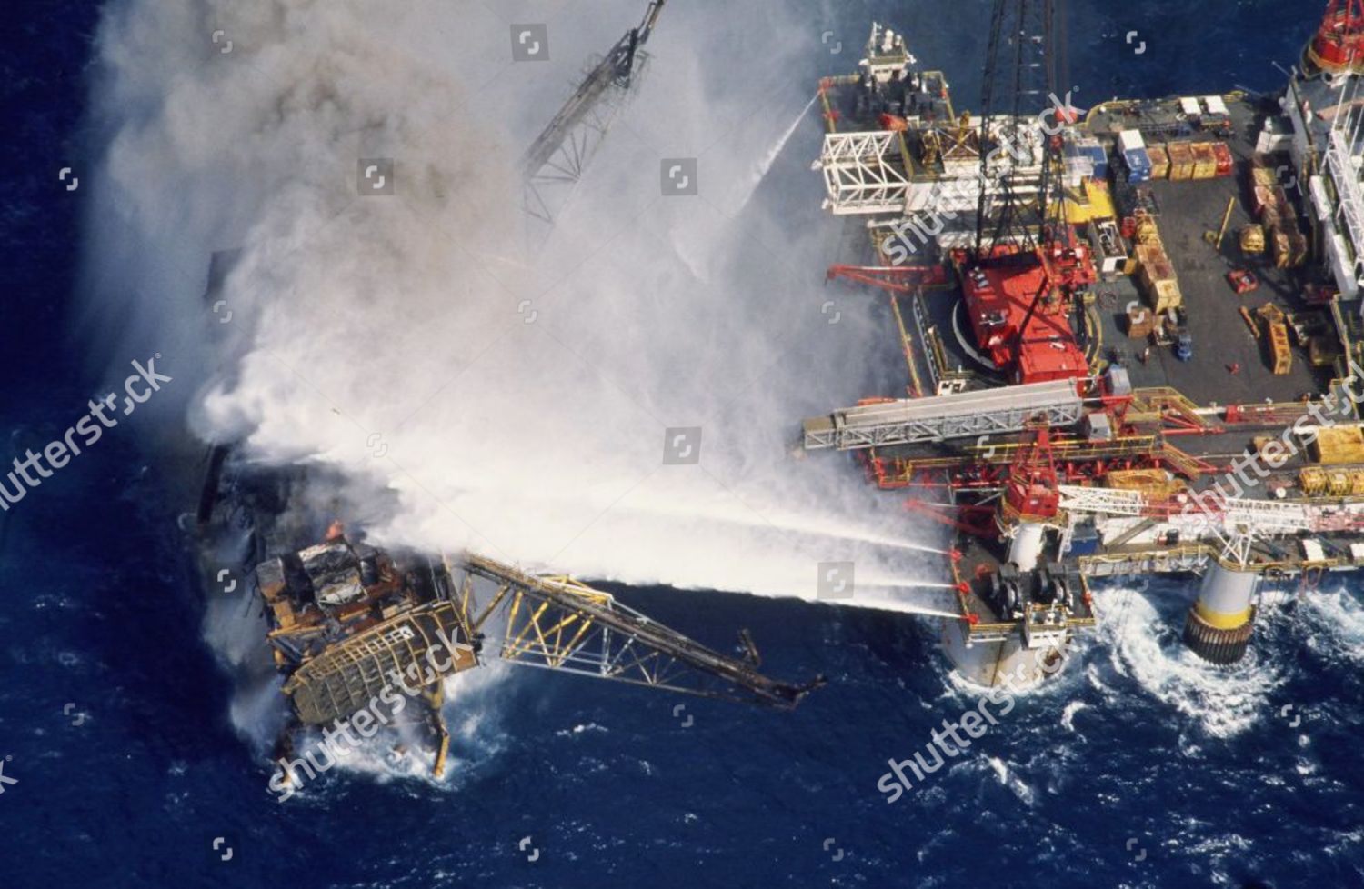 Remains Piper Alpha Platform Burning Firefighting Editorial Stock Photo ...