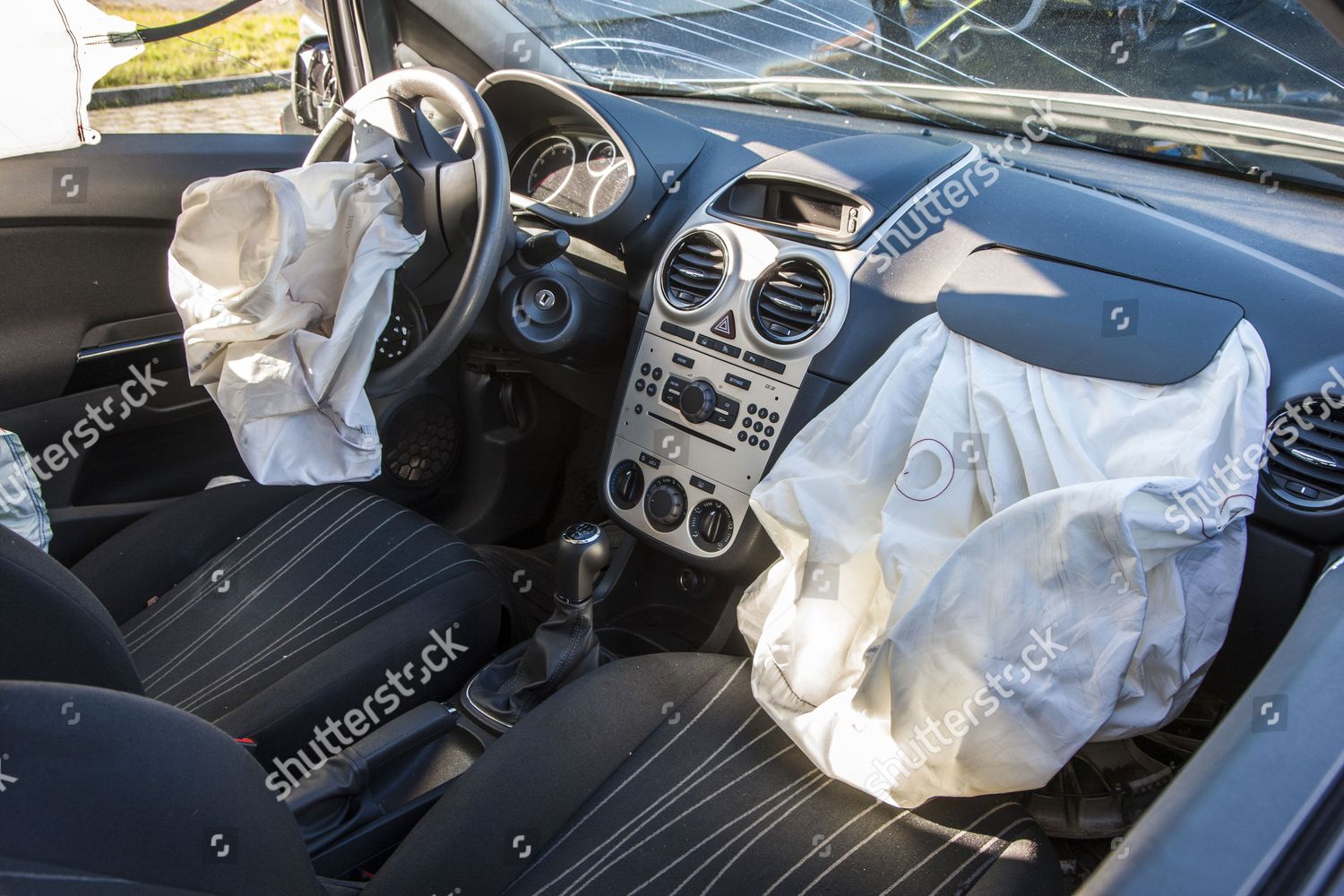 Deployed Airbags Car After Traffic Accident Editorial Stock Photo ...