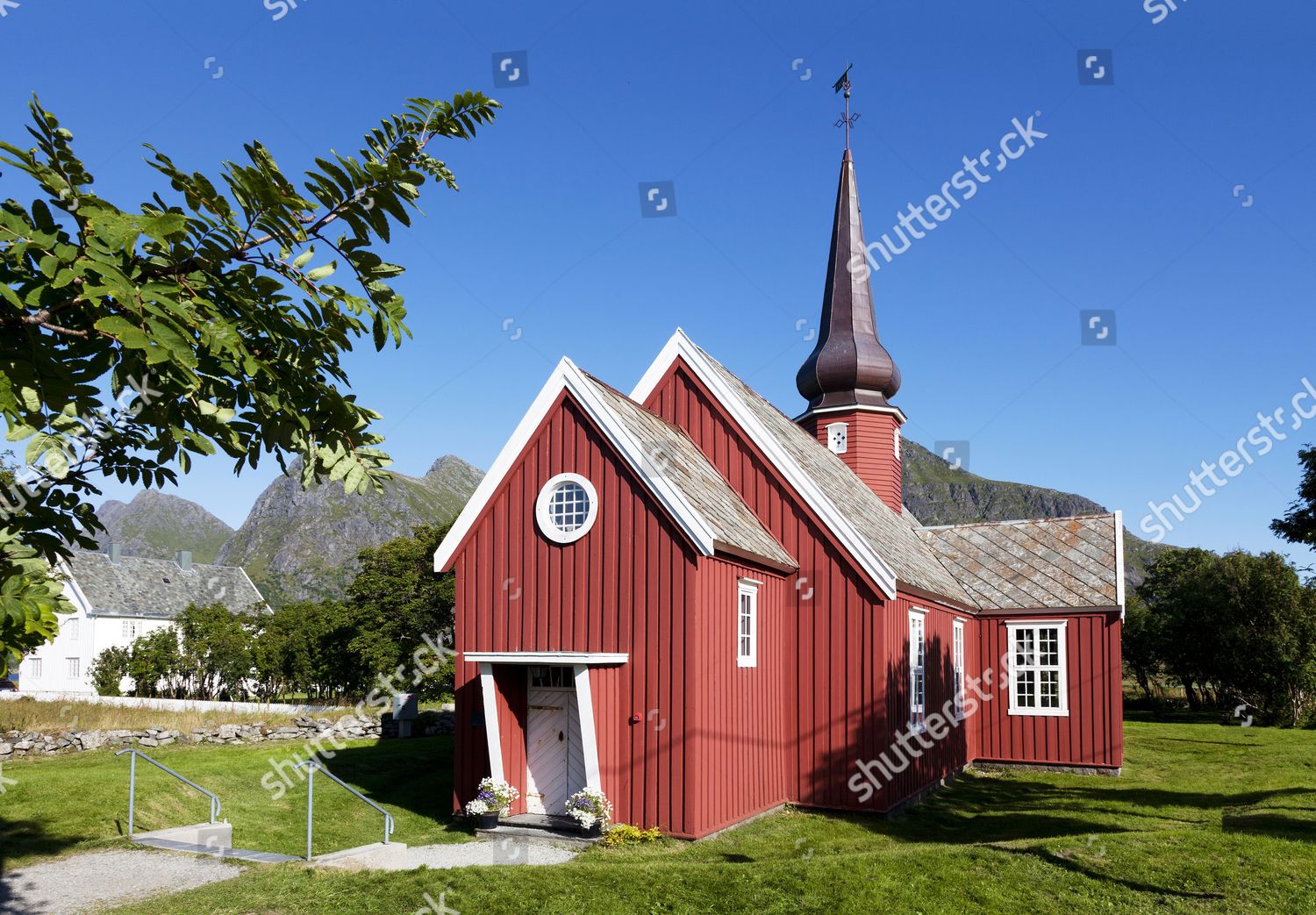 Flakstad Kirke Red Stave Church Flakstad Editorial Stock Photo - Stock ...