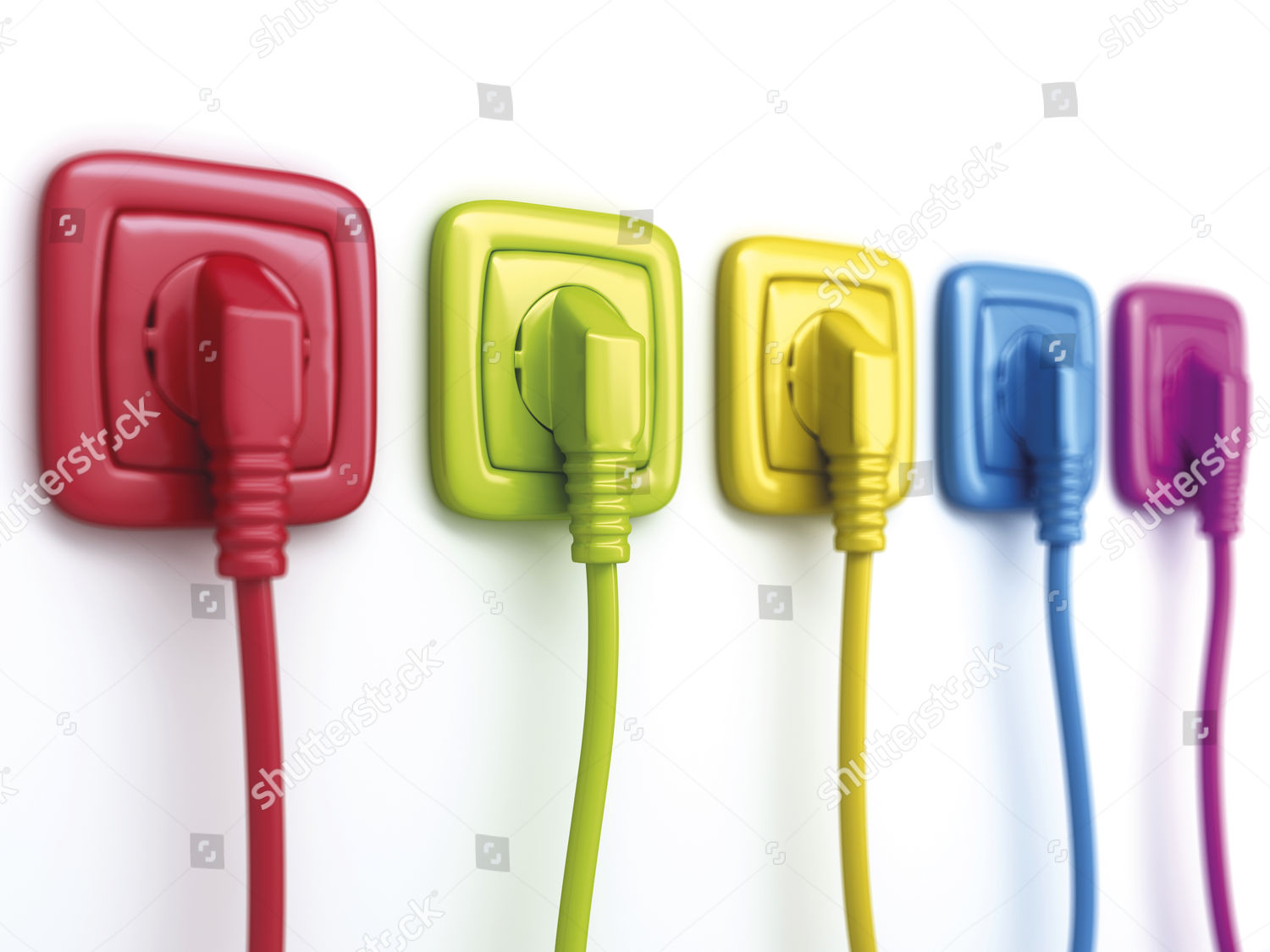 Different Coloured Sockets Power Points Plugs Editorial Stock Photo ...