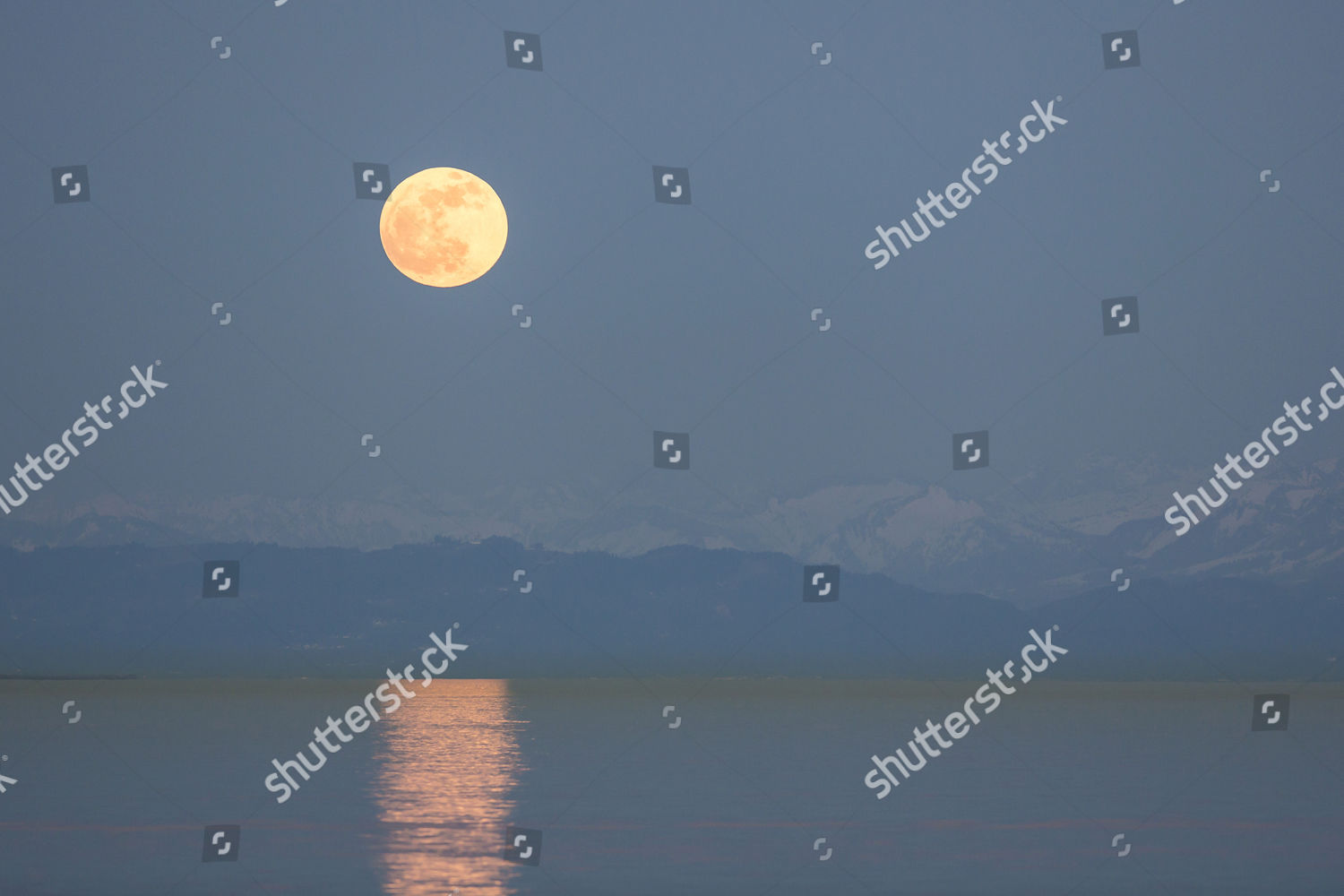 Full Moon Rising Over Lake Constance Editorial Stock Photo - Stock ...