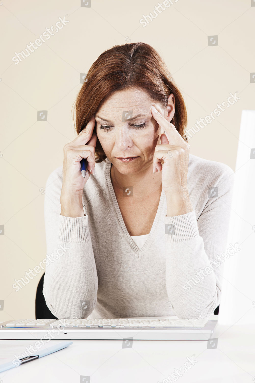 Model Released Woman Sitting Her Computer Editorial Stock Photo - Stock ...