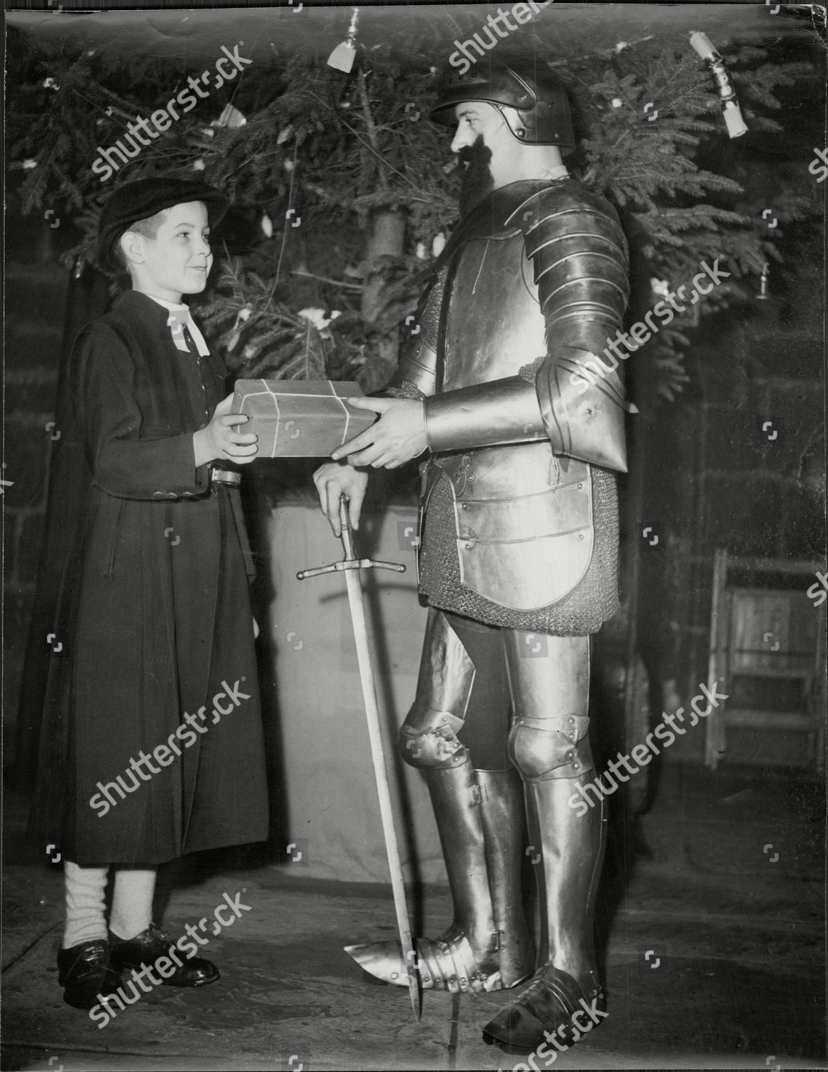 Father Christmas Wearing Suit Armour Hands Editorial Stock Photo ...