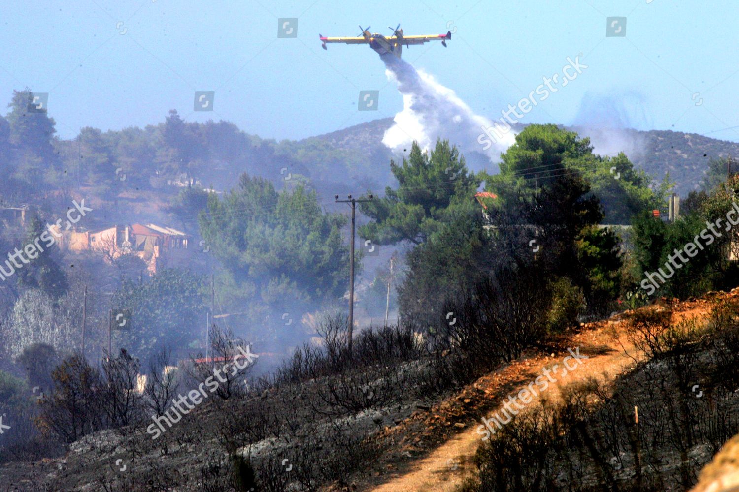 Water Bombing Airplane Battles Fire Editorial Stock Photo - Stock Image ...