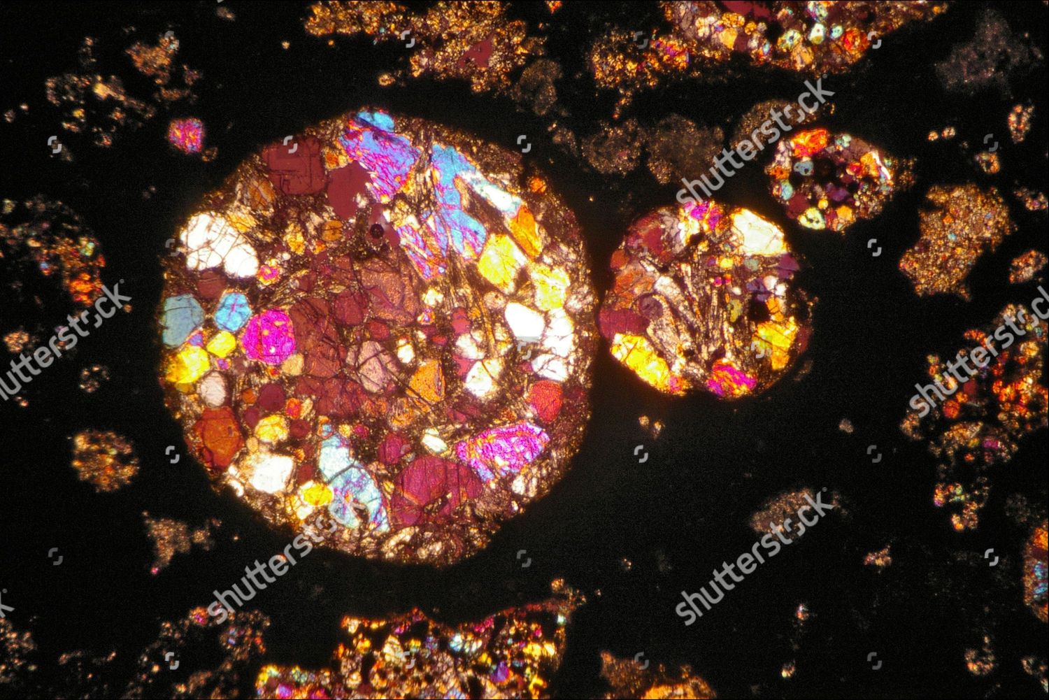 Trio Chondrules Thinsectioned Specimen Allende Meteorite Editorial ...