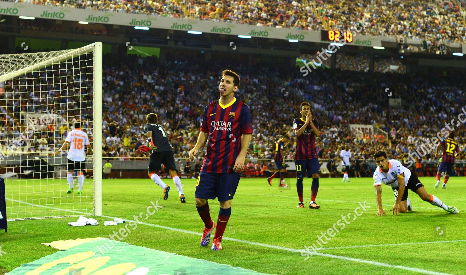 Lionel Messi Barcelona Sticks Out Enormous Editorial Stock Photo ...
