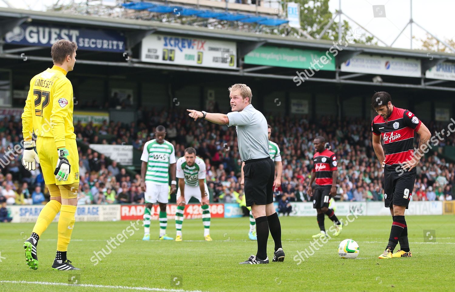 Referee Gavin Ward Gestures Wayne Hennessey Editorial Stock Photo ...