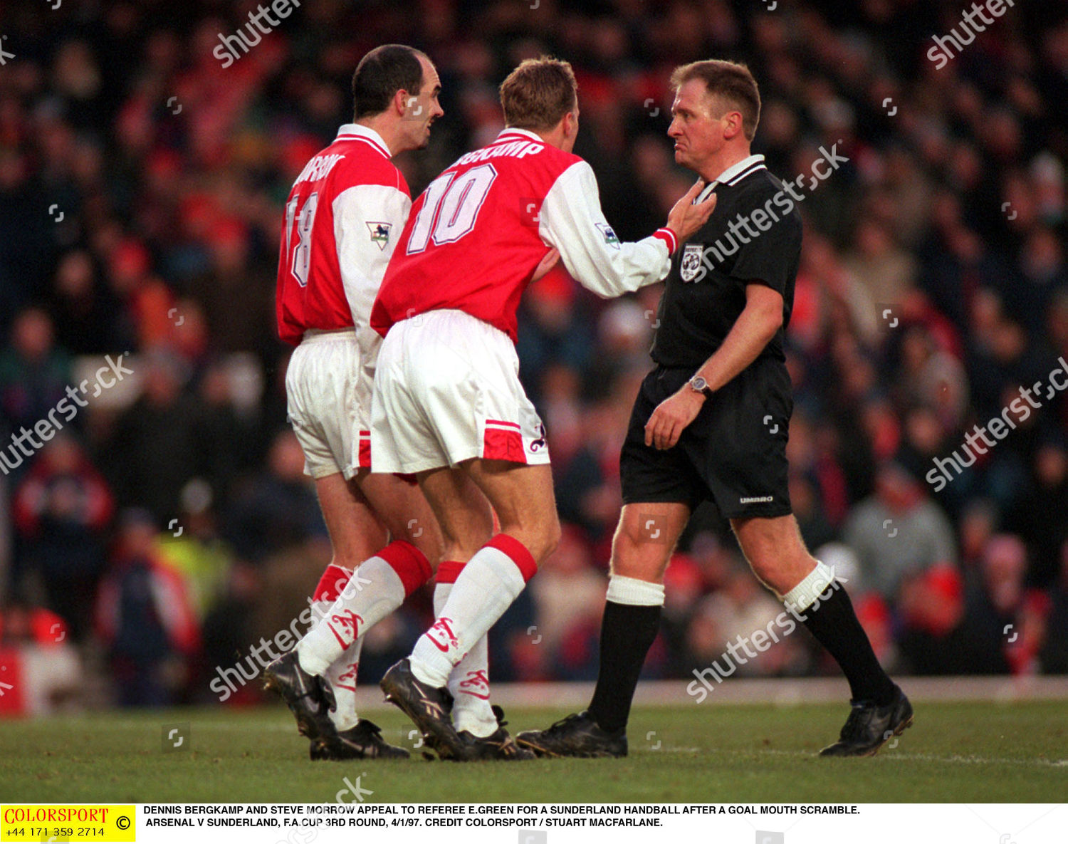 Dennis Bergkamp Steve Morrow Appeal Referee Editorial Stock Photo ...