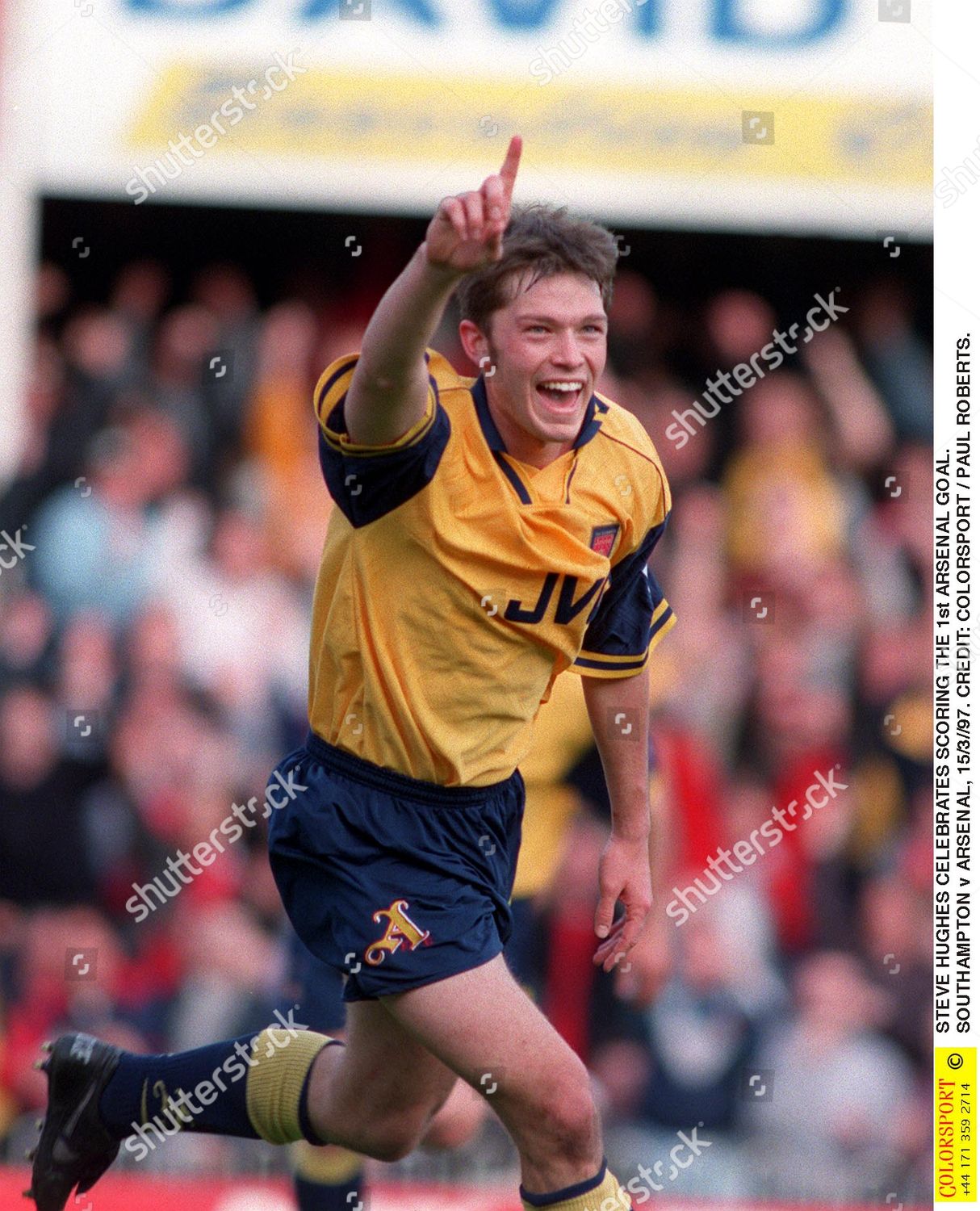 Steve Hughes Celebrates Scoring 1st Arsenal Editorial Stock Photo ...