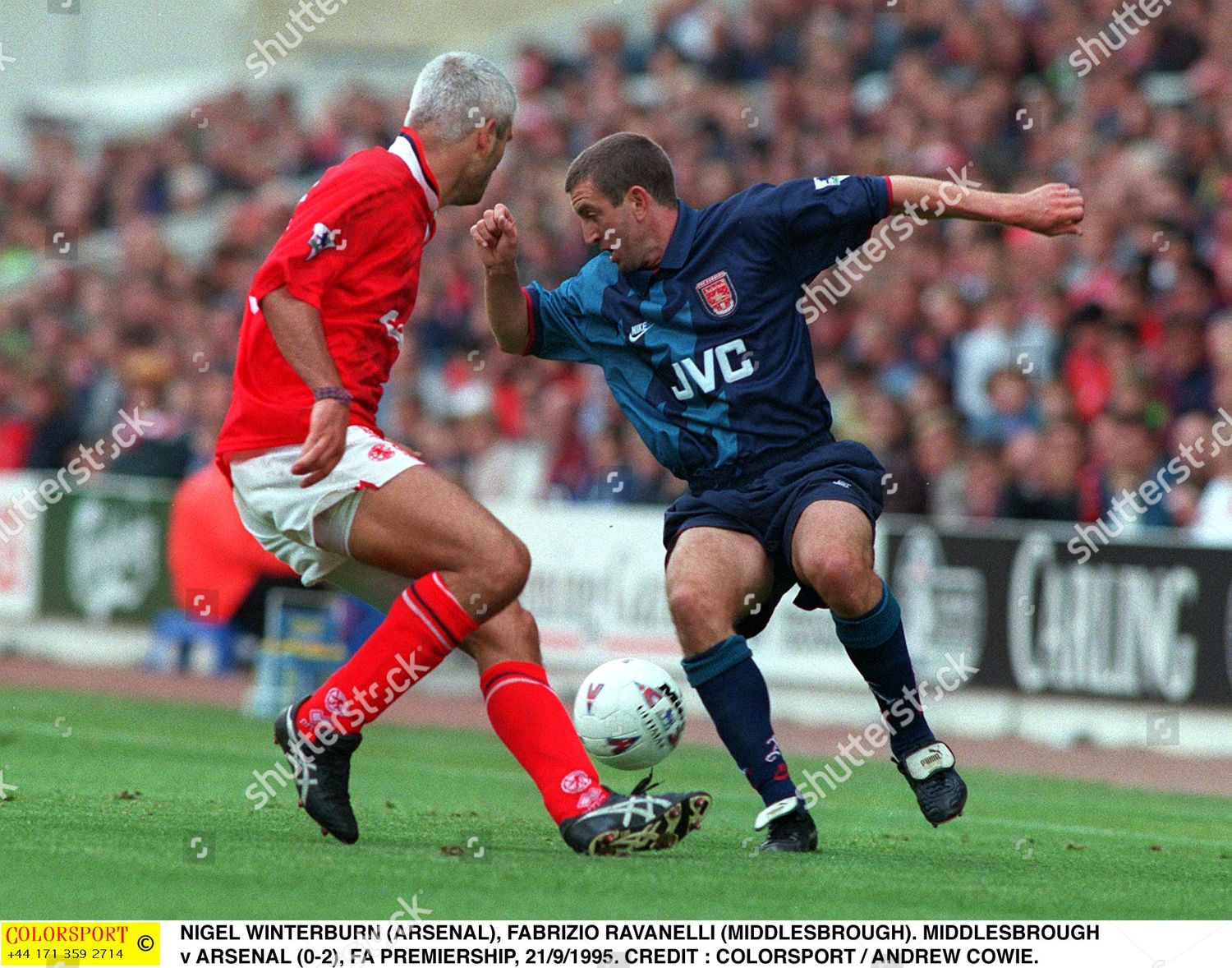 Nigel Winterburn Arsenal Fabrizio Ravanelli Middlesbrough Editorial ...
