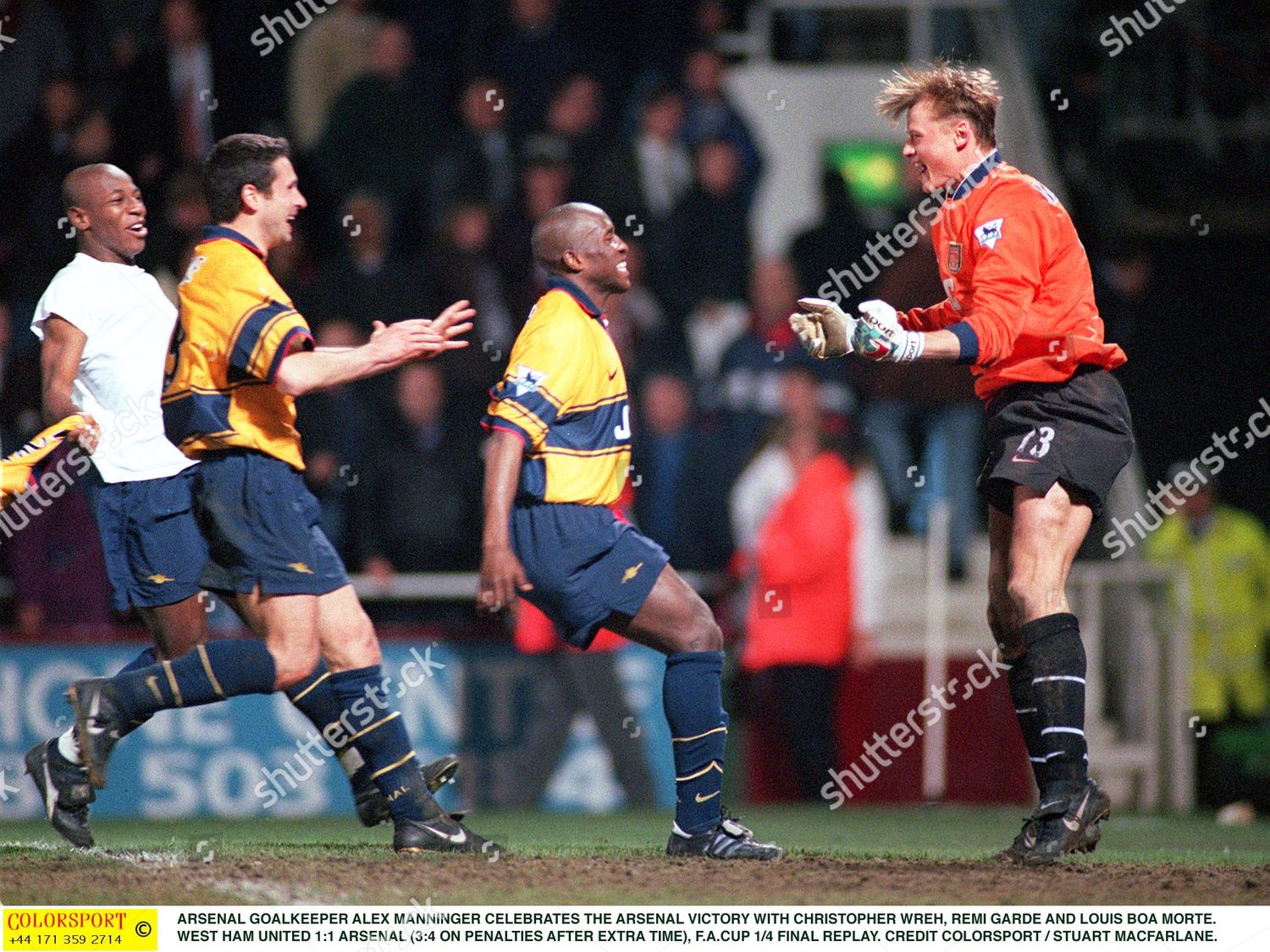 Arsenal Goalkeeper Alex Manninger Celebrates Arsenal Editorial Stock ...