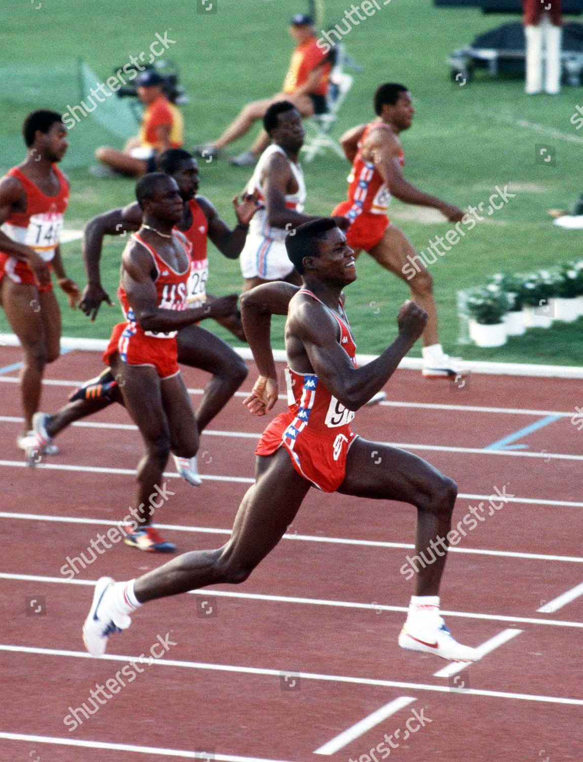 Carl Lewis Usa Wins 100m Final Editorial Stock Photo - Stock Image ...