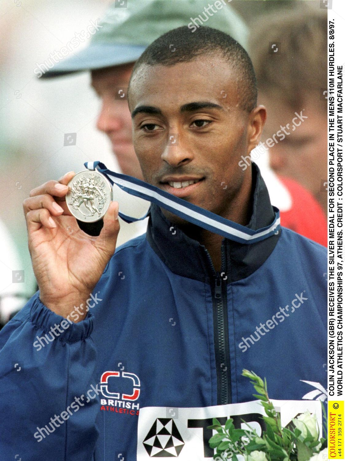 Colin Jackson Gbr Receives Silver Medal Editorial Stock Photo - Stock ...