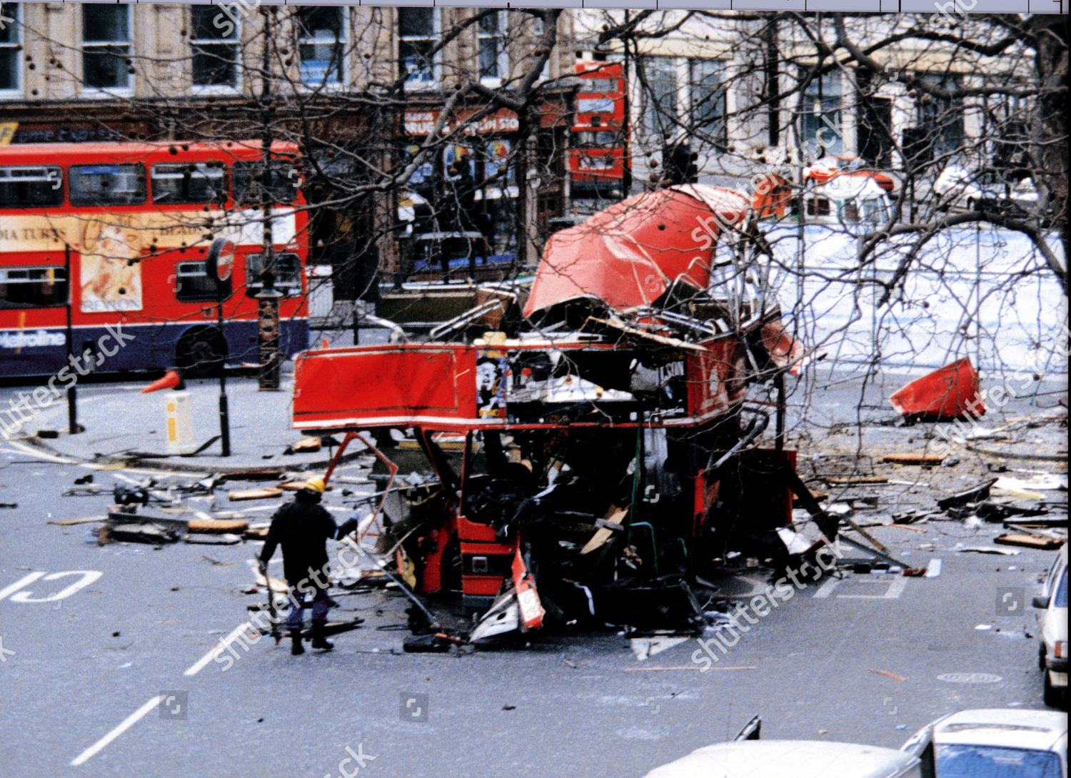 London Bus Destroyed By Ira Bombing Editorial Stock Photo - Stock Image ...