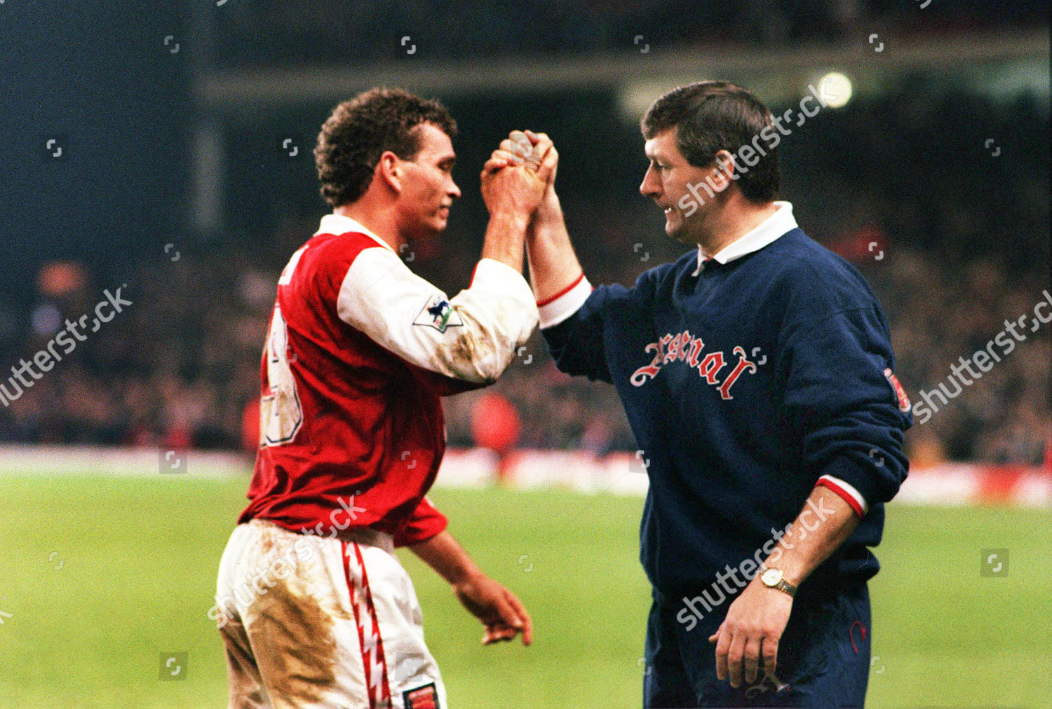 Bruce Rioch Arsenal Manager Congratulates John Editorial Stock Photo ...