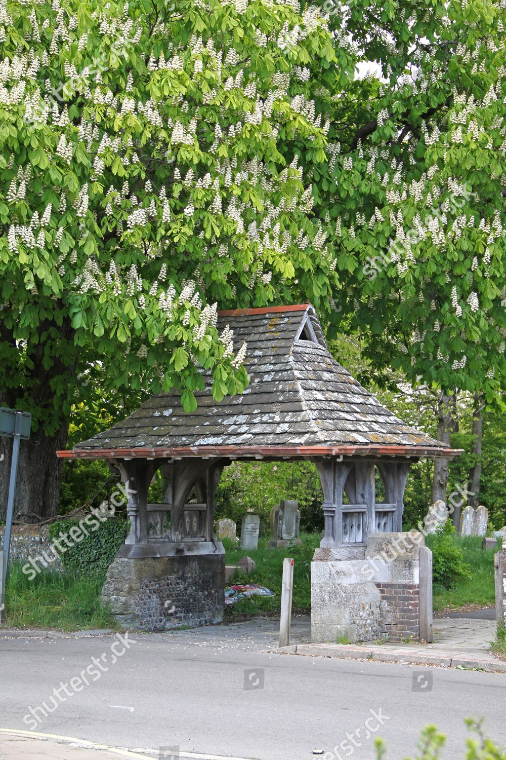 Lych Gate Churchyard Flowering Horse Chestnut Editorial Stock Photo ...