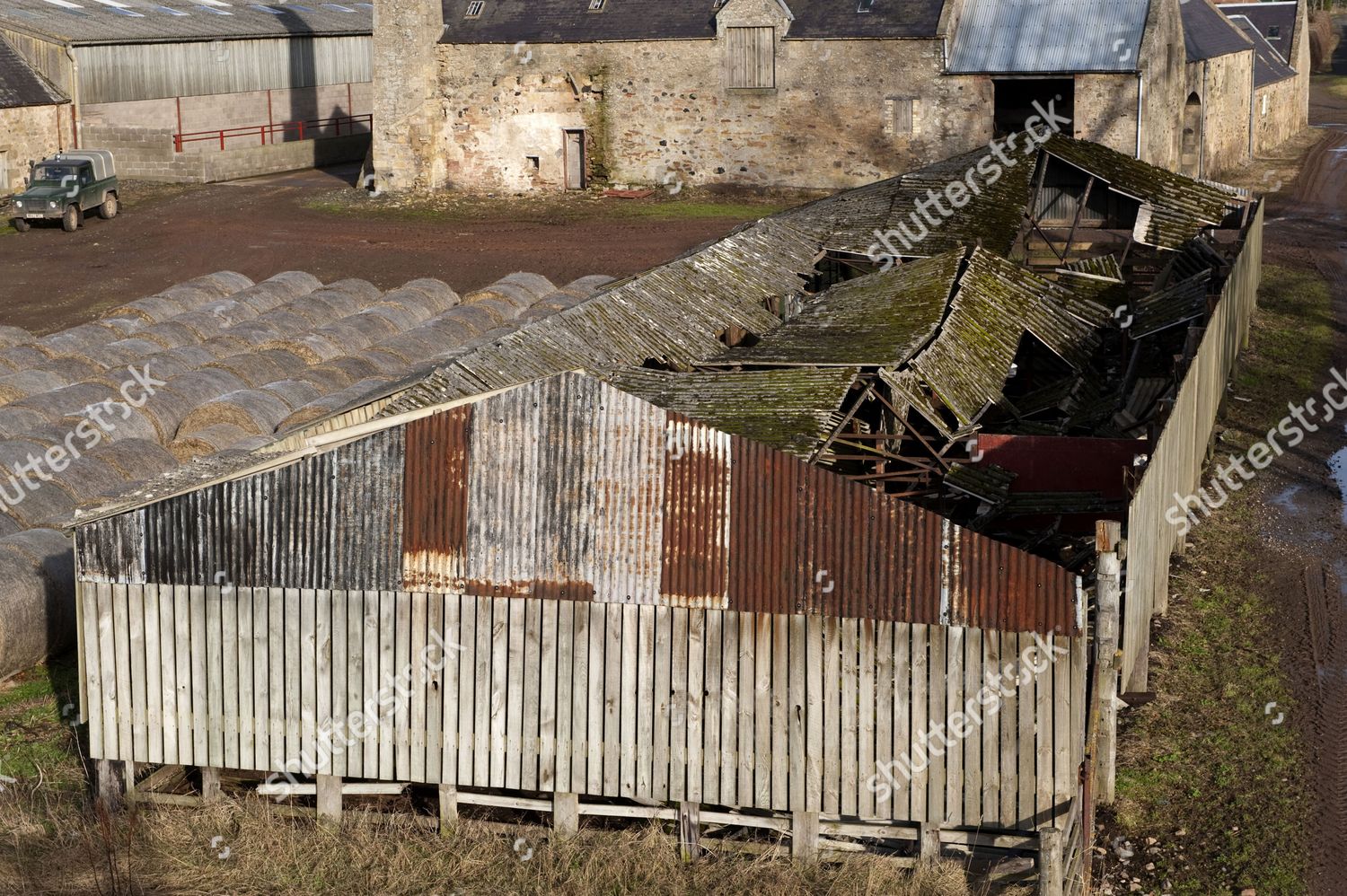 Farm Building Damaged Asbestos Roof Collapsed Editorial Stock Photo ...