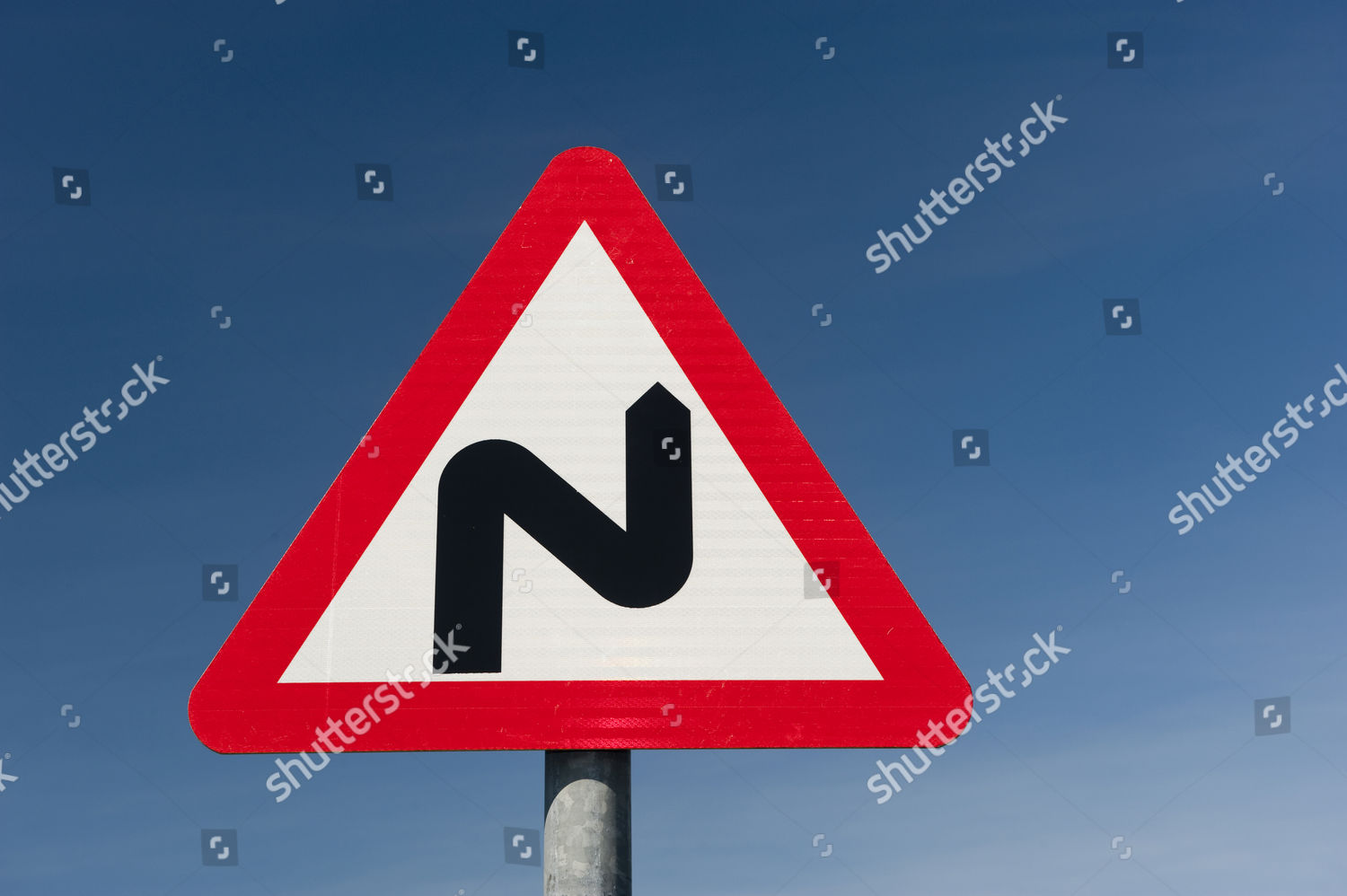 Double Curve Warning Road Sign England Editorial Stock Photo - Stock ...