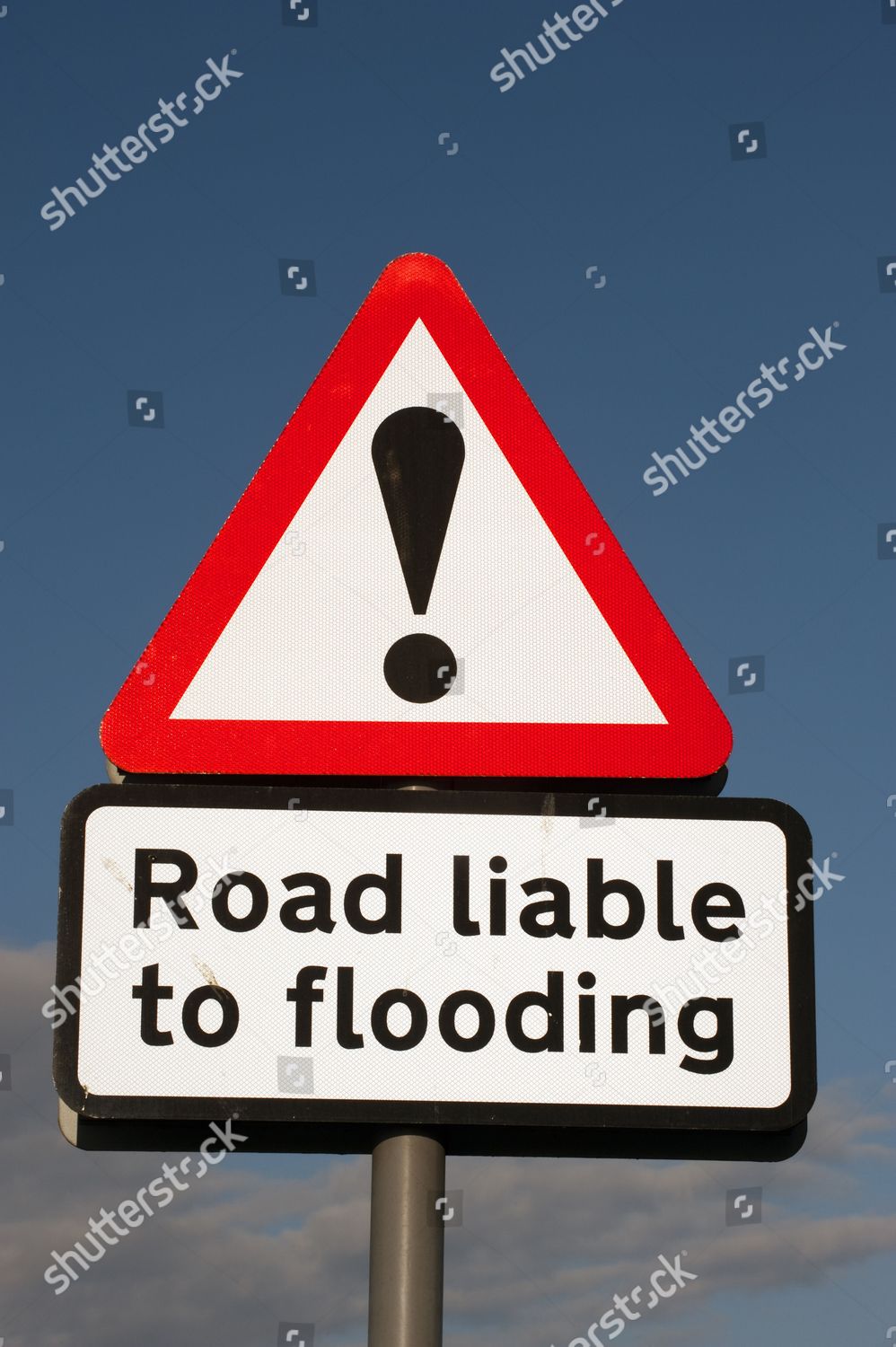 Road Liable Flooding Warning Road Sign Editorial Stock Photo - Stock ...