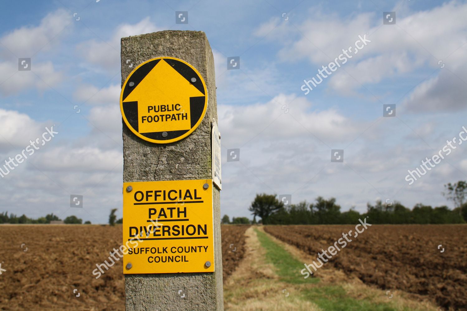 Public Footpath Official Path Diversion Signs Editorial Stock Photo ...