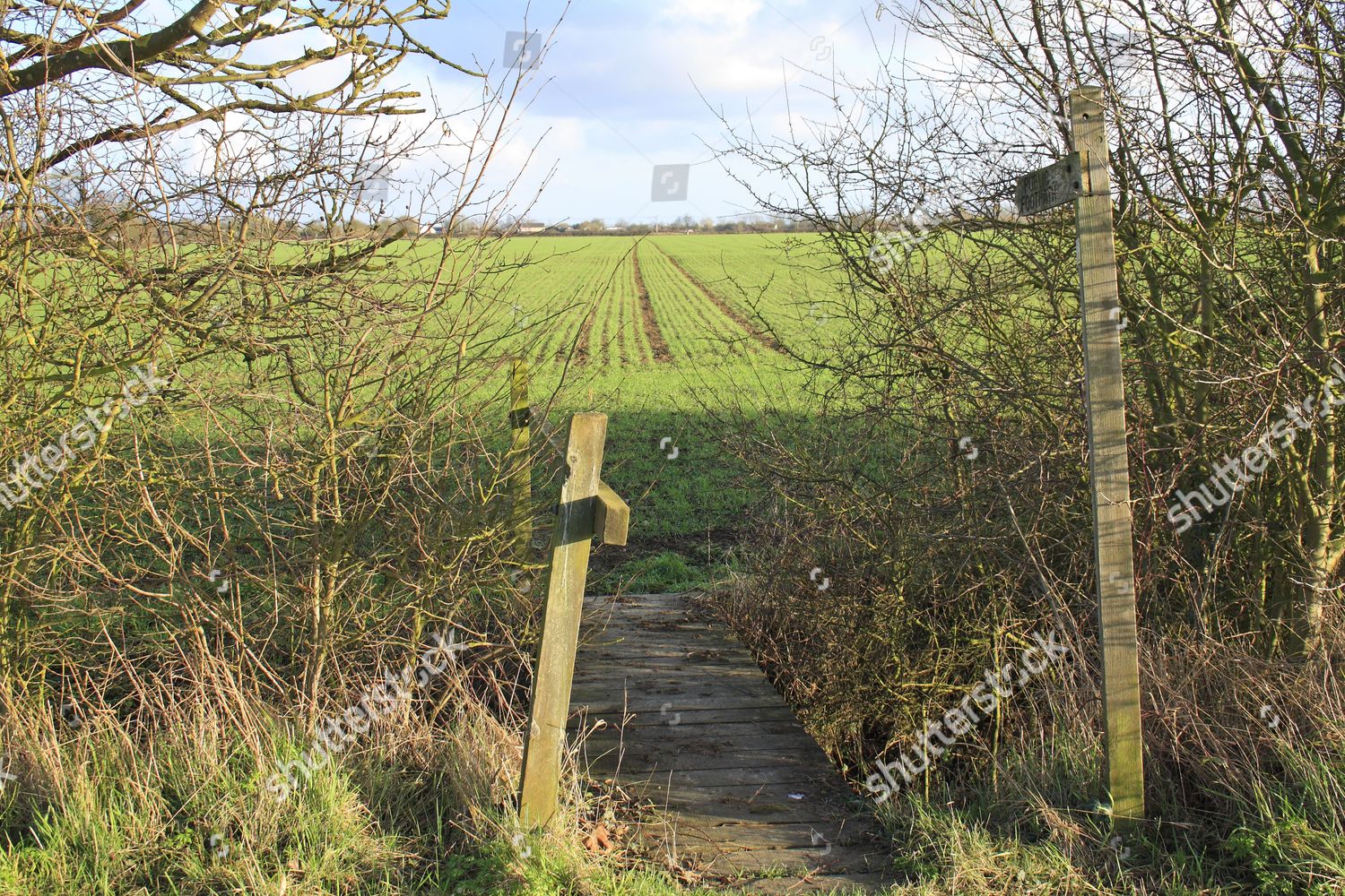 Public Footpath Sign Footbridge Over Ditch Editorial Stock Photo ...