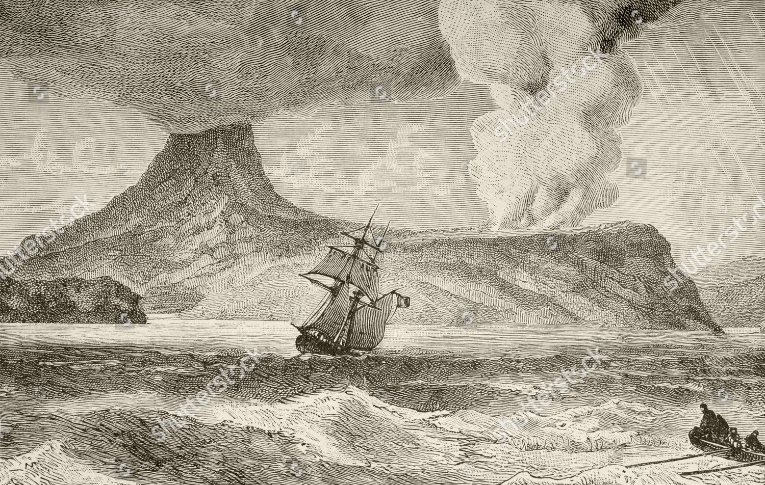 Krakatoa Island Erupting August 1883 Book Editorial Stock Photo - Stock ...