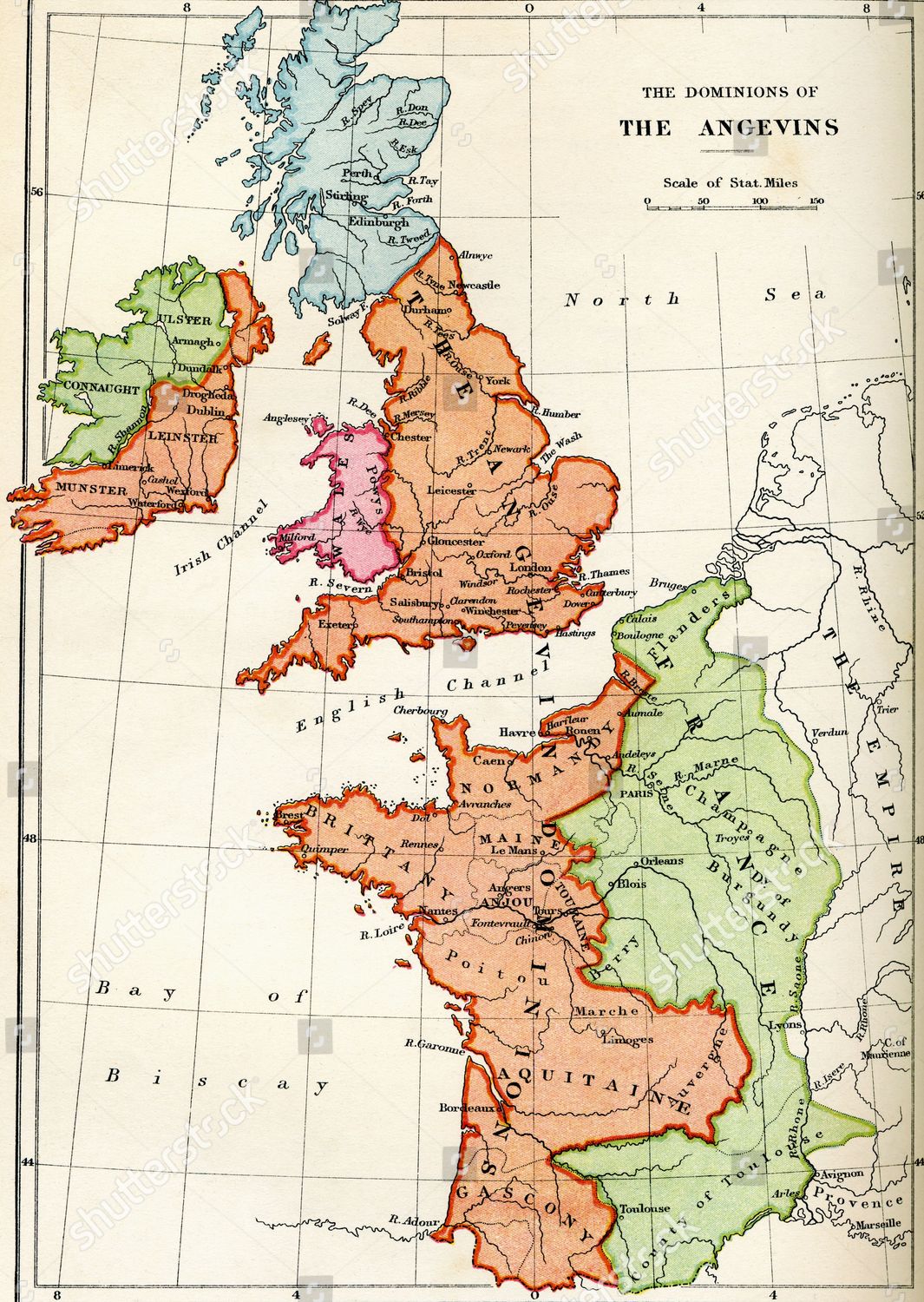 Map Dominions Angevins C 1170 Editorial Stock Photo - Stock Image ...