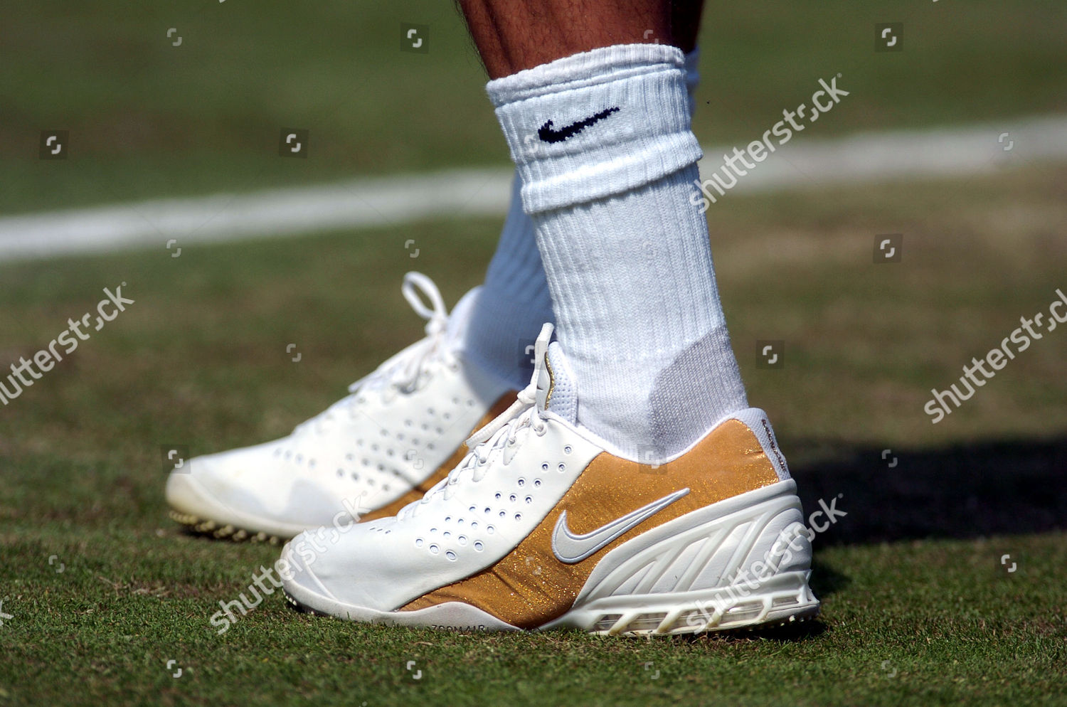 Roger Federers Footwear Wimbledon Tennis Championships Editorial Stock ...