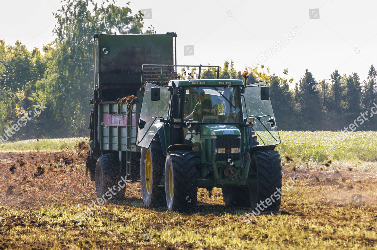 Tractor Manure Spreader Farmer Working Fields Editorial Stock Photo ...