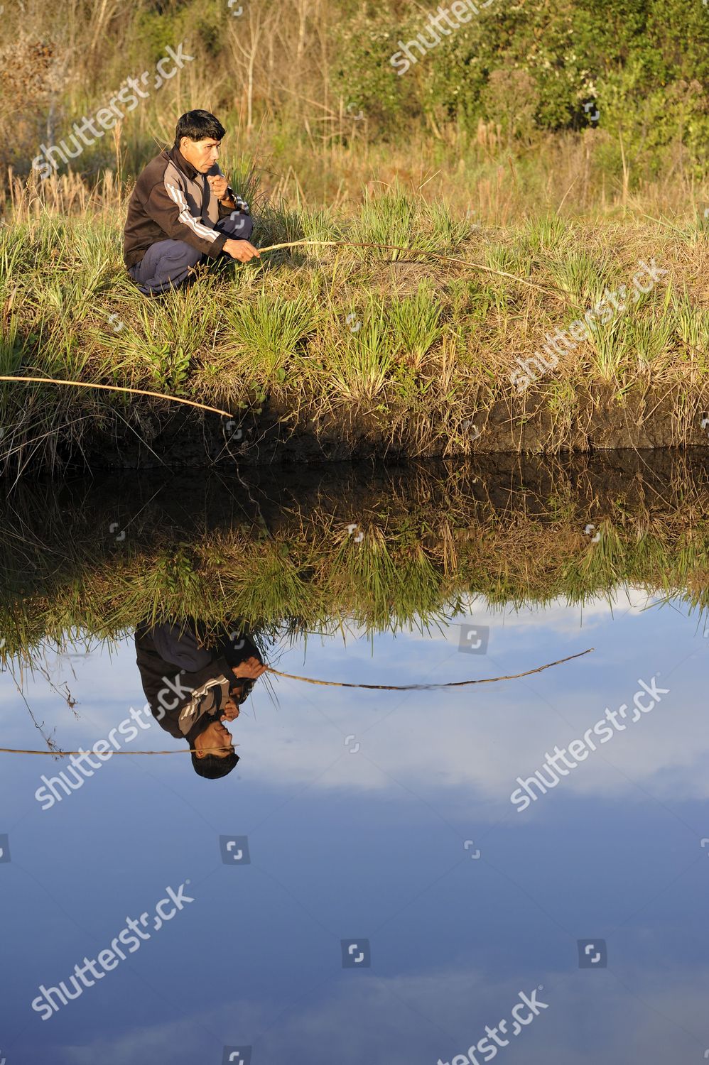Indigenous Man Fishing Pond Community Mbyaguarani Editorial Stock Photo ...