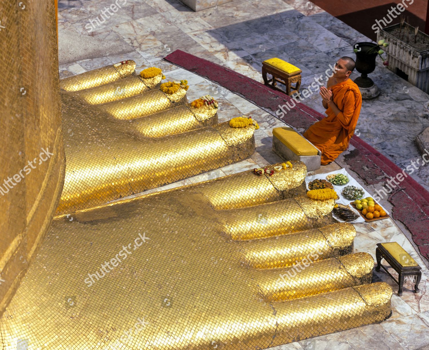 Model Released Monk Praying Feet Golden Editorial Stock Photo - Stock ...