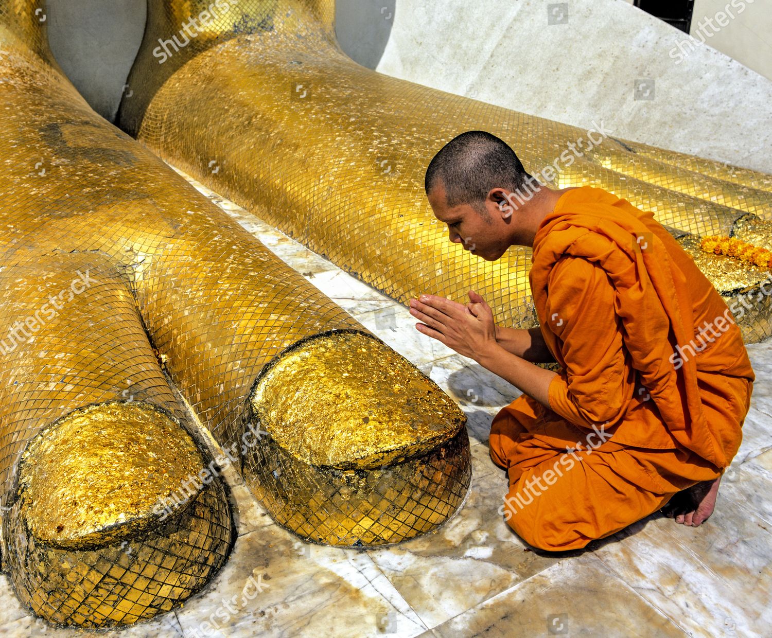Model Released Monk Praying Feet Golden Editorial Stock Photo - Stock ...