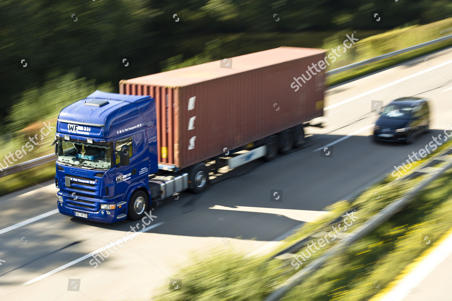 Lorry Trailer Container Travelling On Motorway Editorial Stock Photo ...
