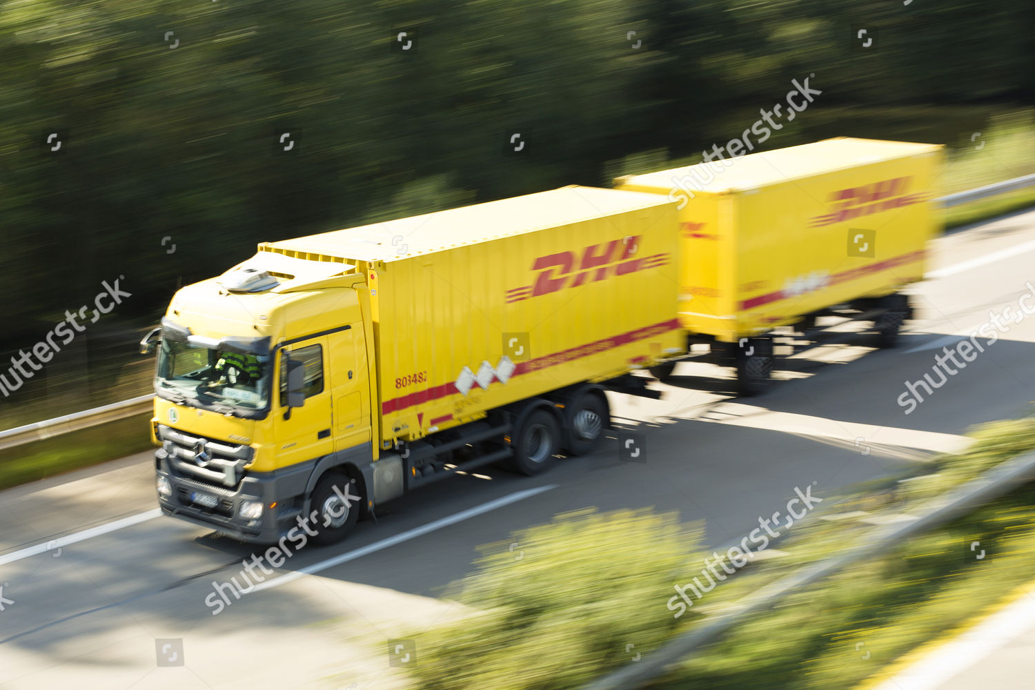 Dhl Lorry Trailer Travelling On Motorway Editorial Stock Photo - Stock ...