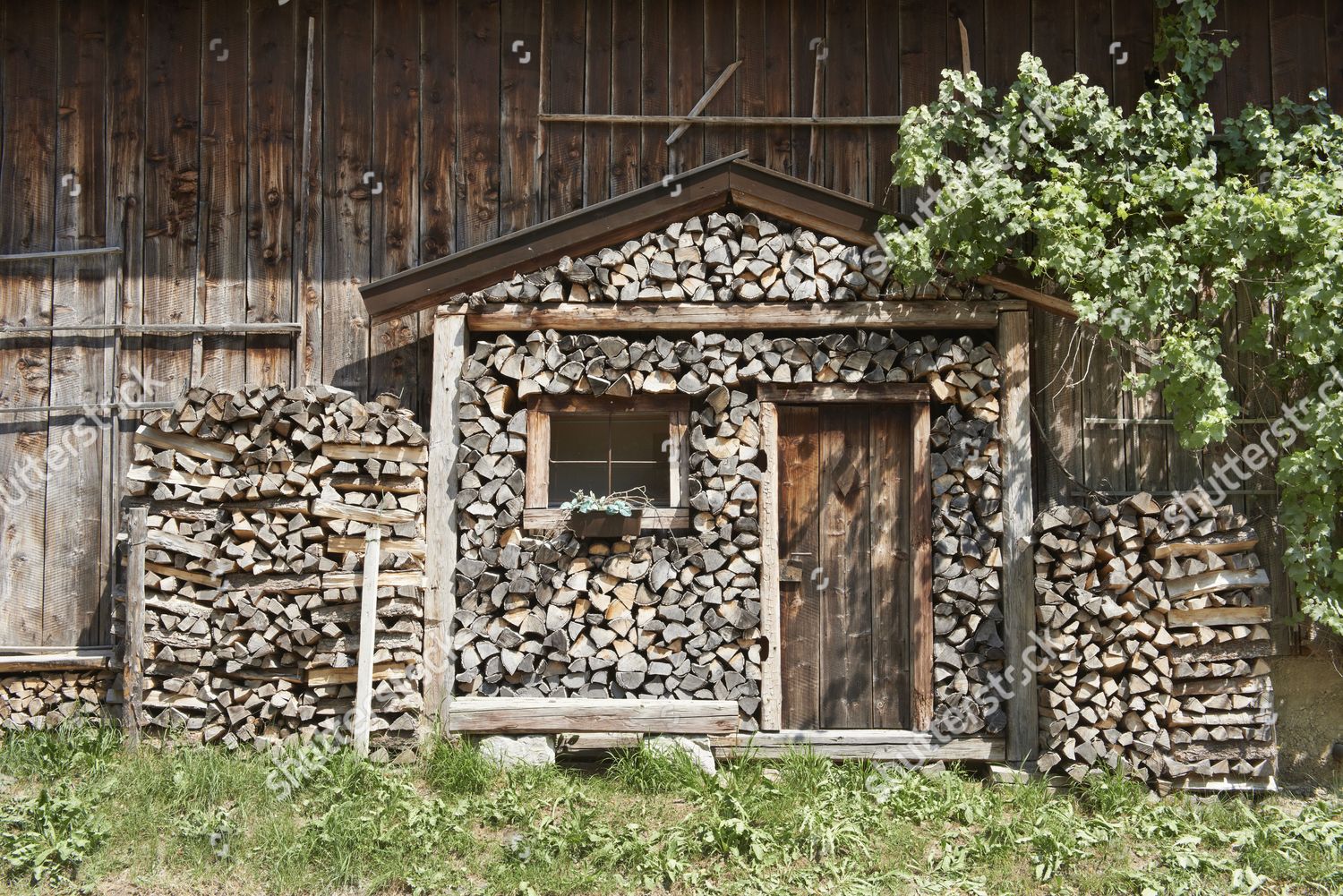 Stack Firewood Shape Log Cabin Rustic Editorial Stock Photo - Stock ...
