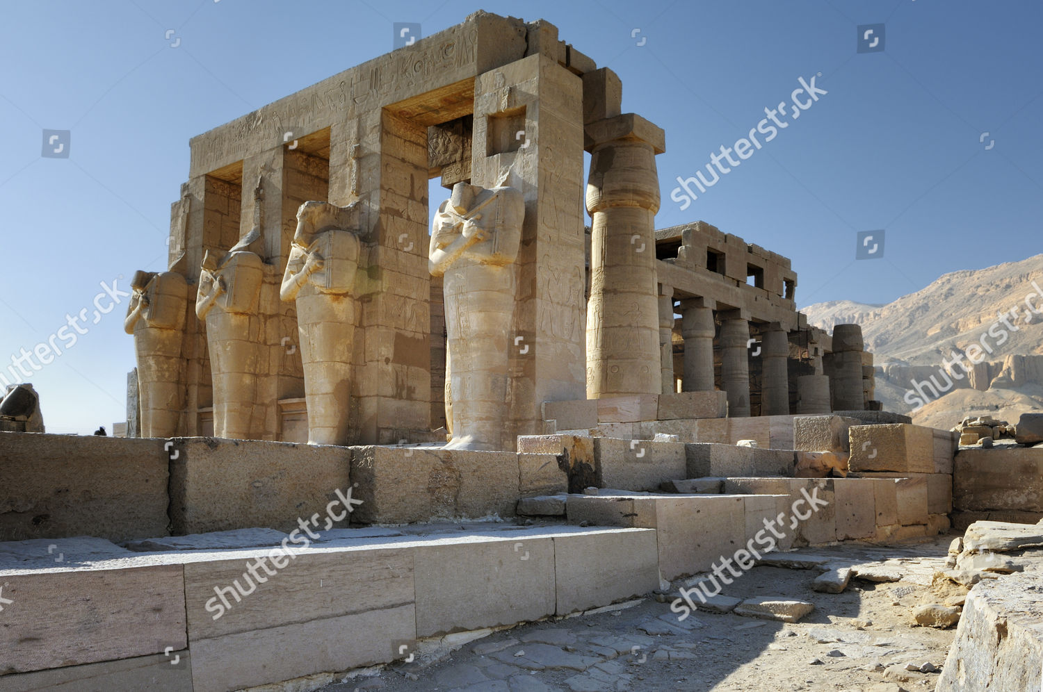 Facade Columns Osiris Statues Front Ramesseum Editorial Stock Photo ...