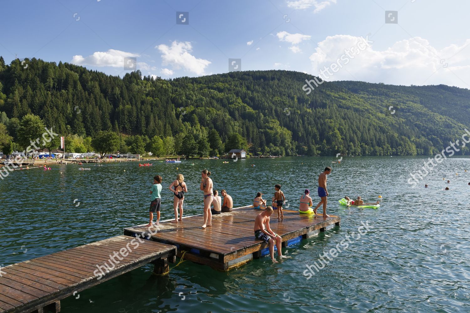 Bathing Pontoon On Lake Millstatt Editorial Stock Photo - Stock Image ...