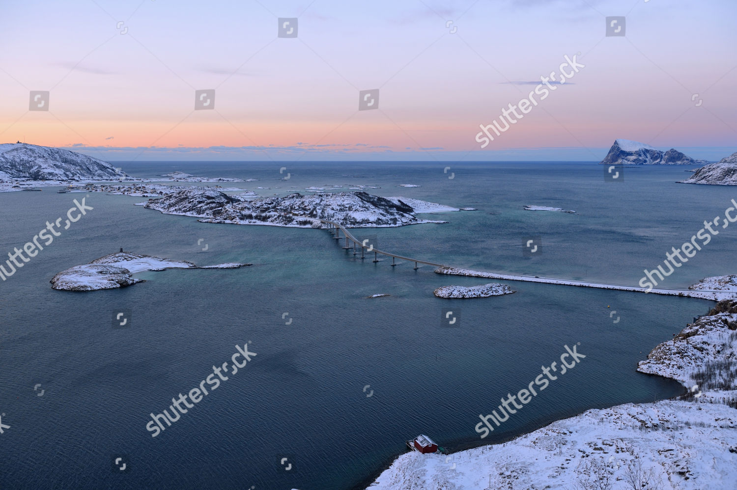 Fjord Islands Bridge During Blue Hour Editorial Stock Photo - Stock ...