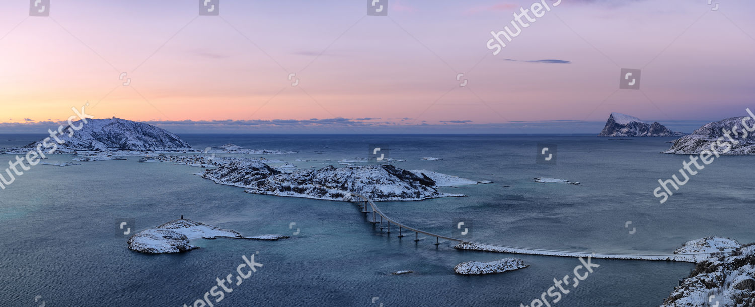 Fjord Islands Bridge During Blue Hour Editorial Stock Photo - Stock ...