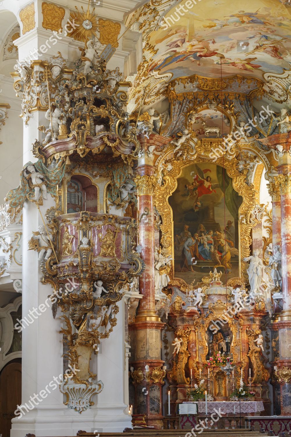 Interior Pulpit High Altar Wieskirche Church Editorial Stock Photo ...