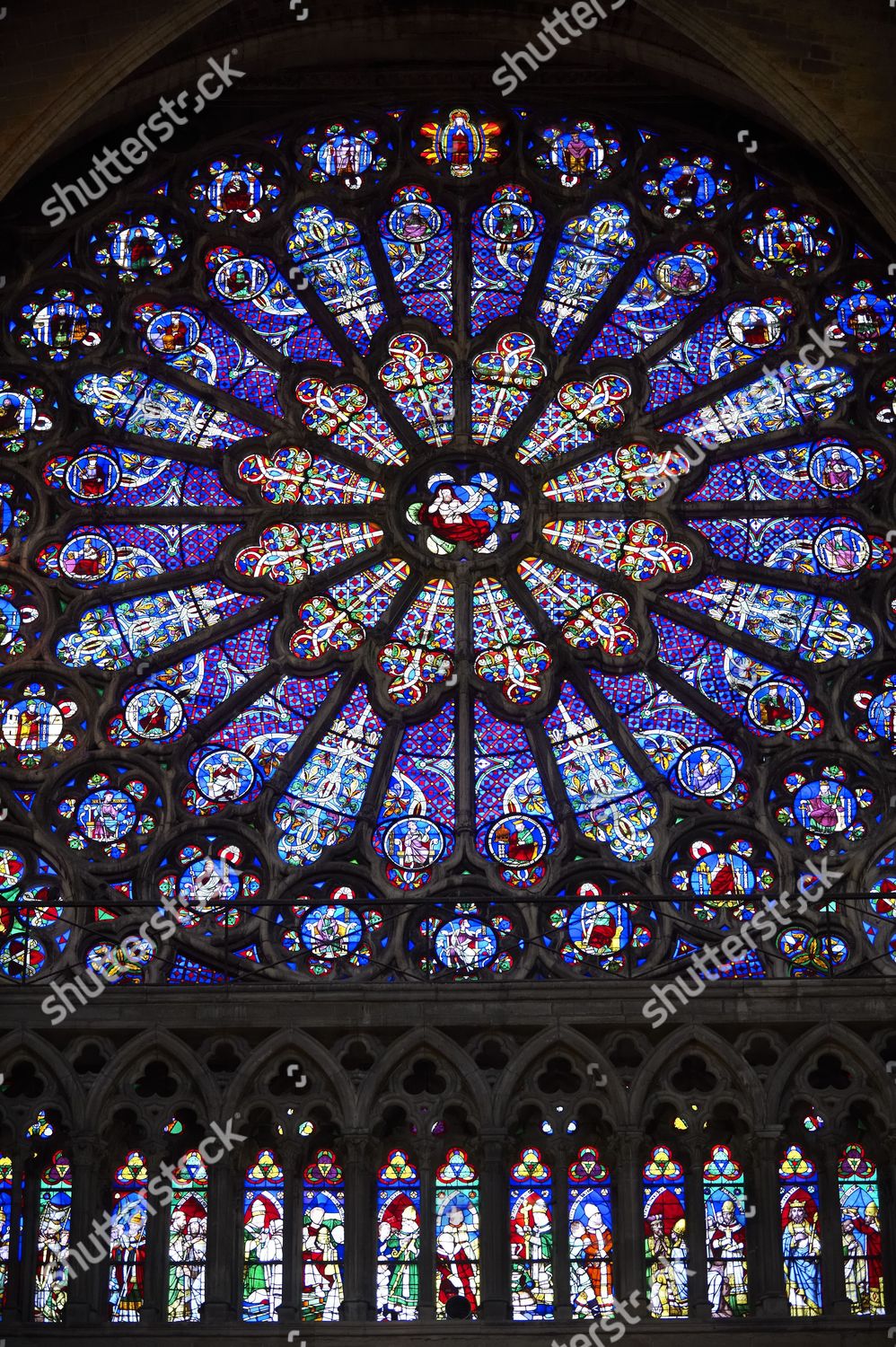 Gothic Rayonnant Stained Glass Rose Window Editorial Stock Photo ...