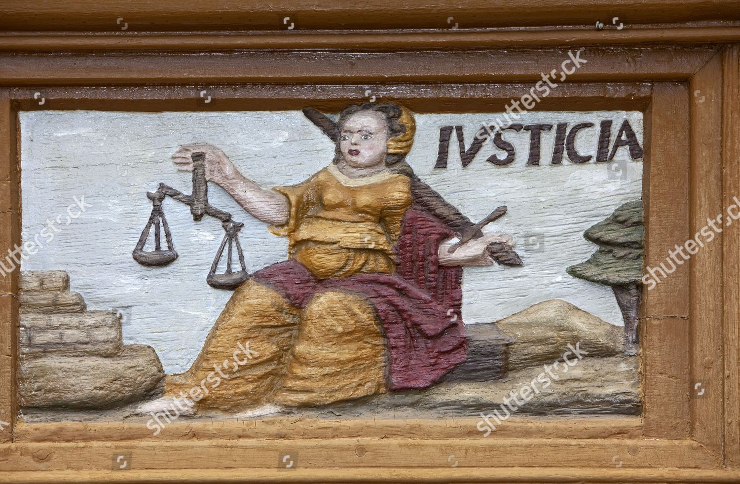 Justicia Latin Justice Wood Carving Alte Editorial Stock Photo - Stock ...