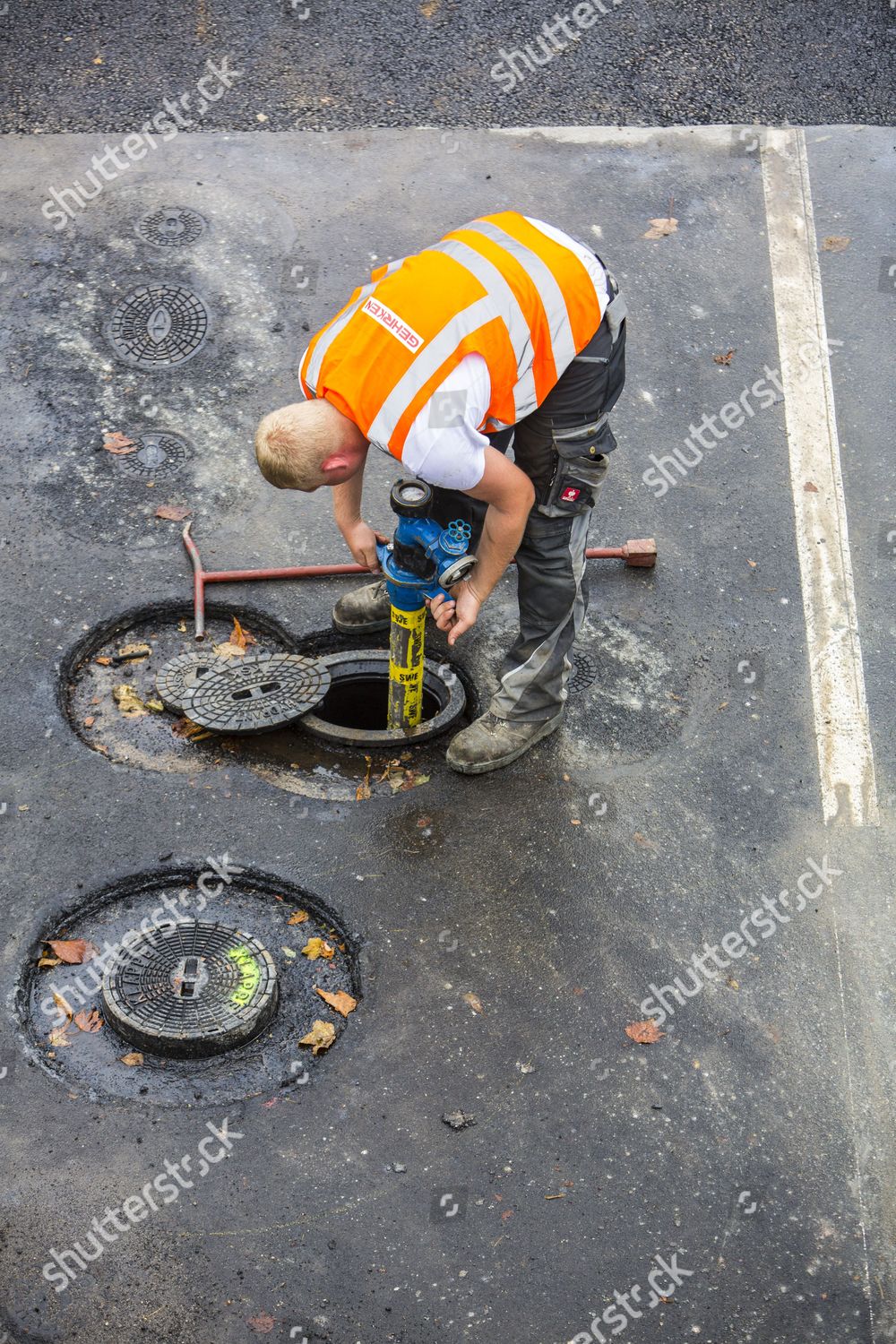 Road Construction Worker Connecting Hydrant Water Editorial Stock Photo ...