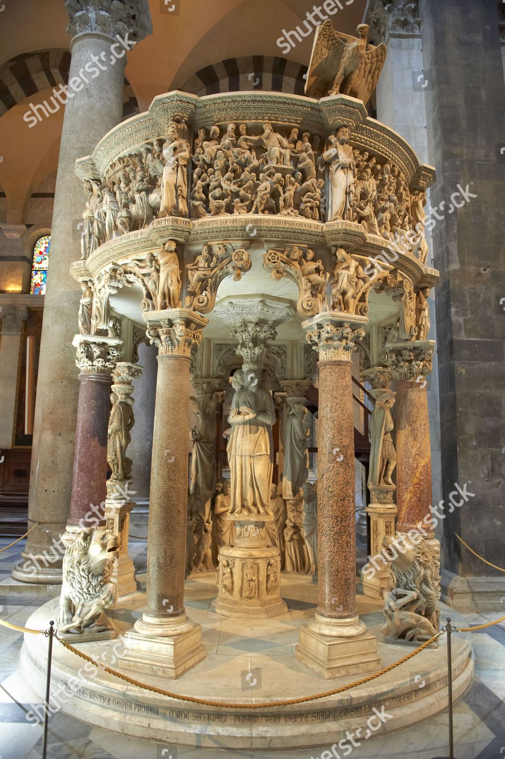 Medieval Sculptural Reliefs On Pulpit Inside Editorial Stock Photo ...