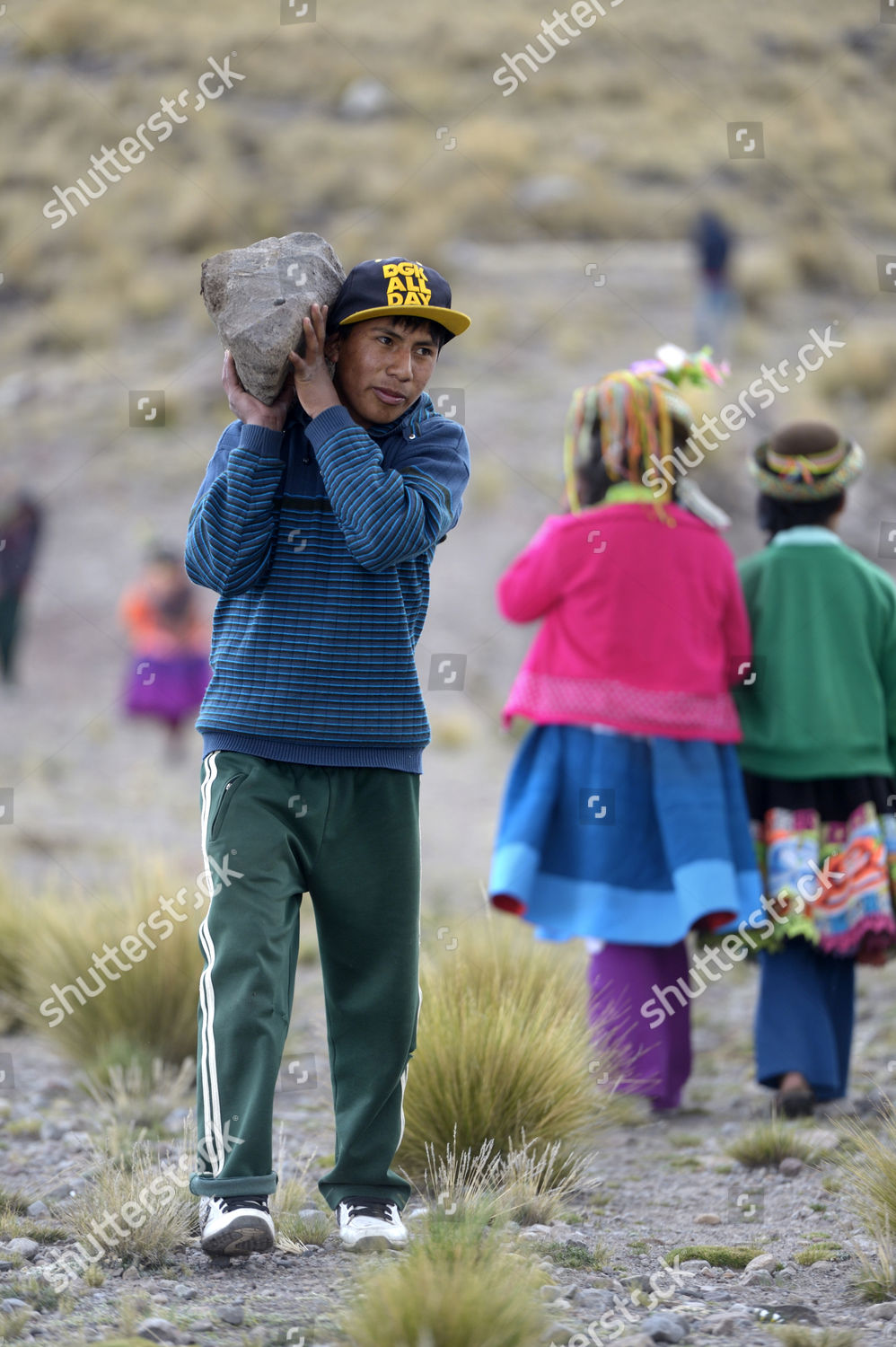 Young Man Carrying Heavy Stone Secure Editorial Stock Photo - Stock ...