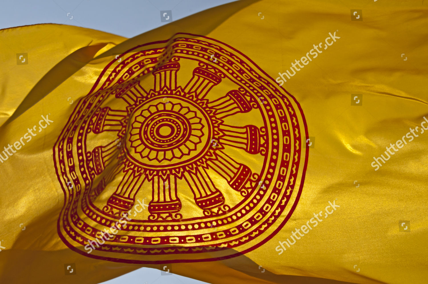 Buddhist Flag Dharmacakra Wheel Symbolizing Buddhas Editorial Stock ...